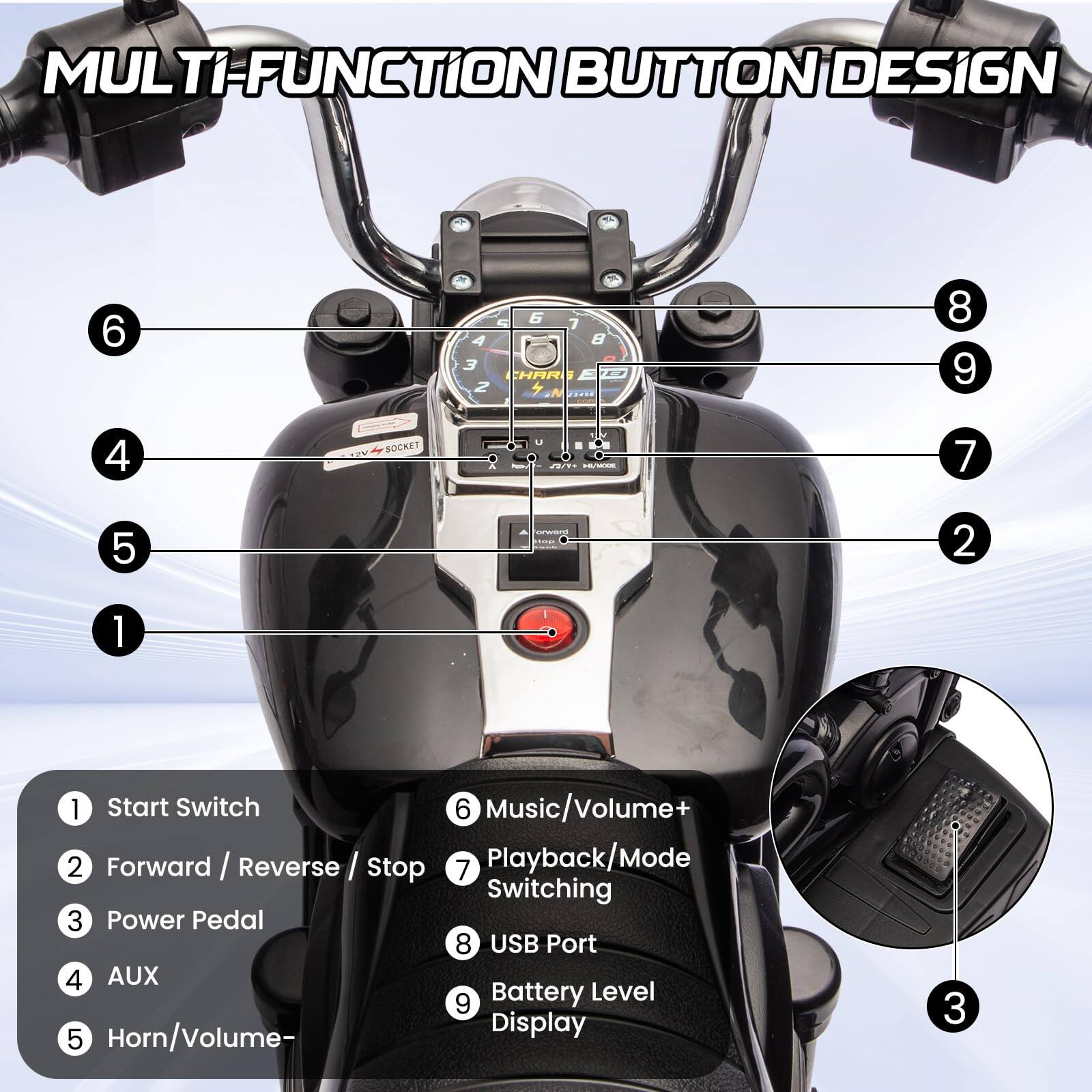 Jojoka 12V Electric Dirt Bike, Kids Motorcycle with Training Wheels, Reverse for 3 5 Years Black ...