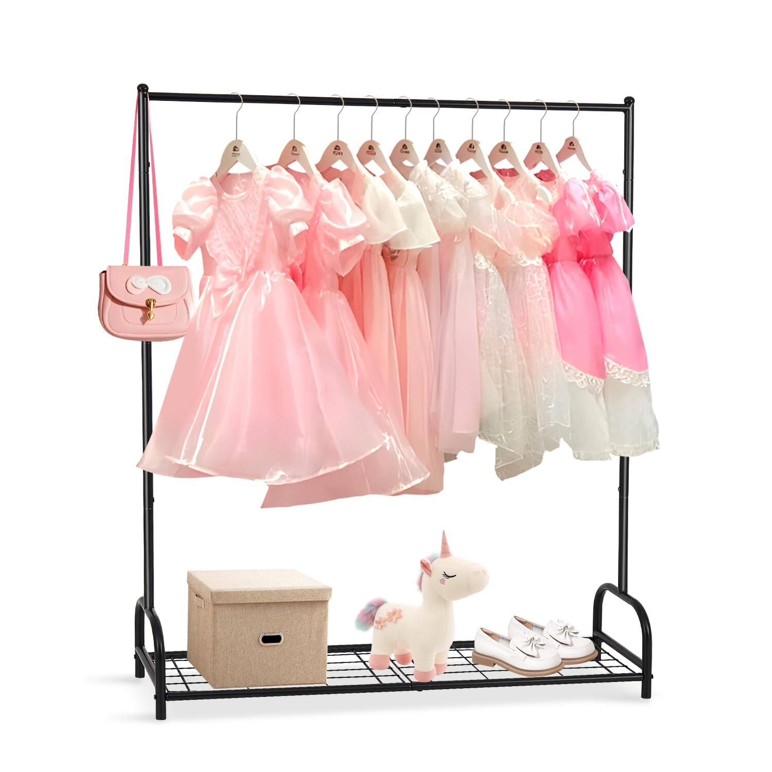 Empire DigiLabs Clothing Rack With Bottom Storage Shelf Metal Dress Up ...