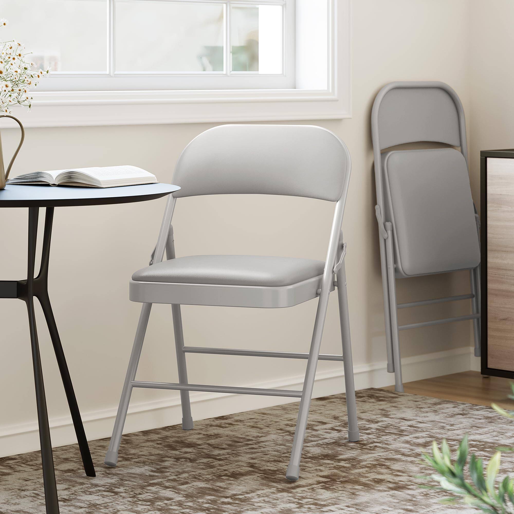 Acekool 2 Pack Folding Chairs with Padded Cushions, Padded Foldable ...