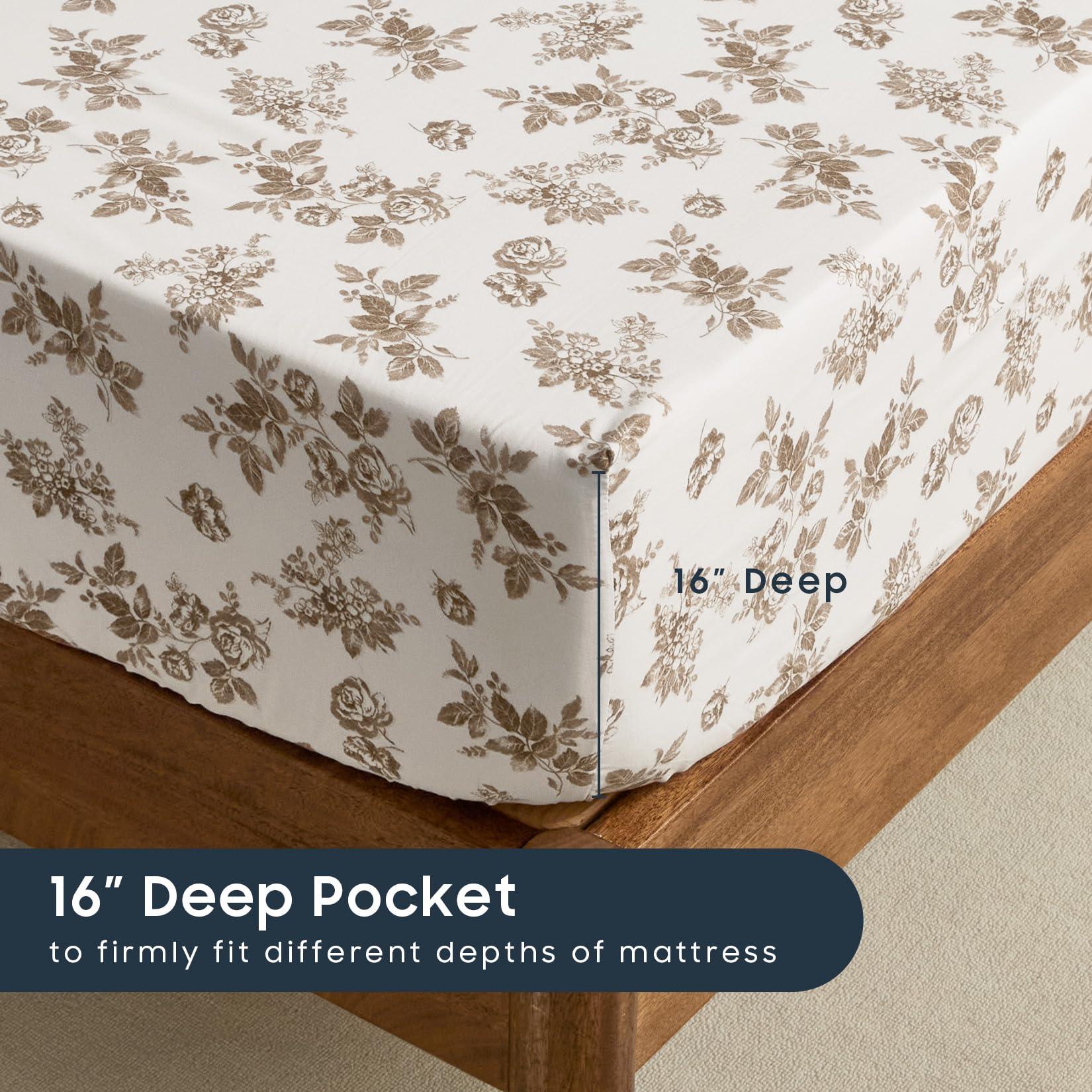 Fabibe Shabby Chic Bed Sheets 4 piece Sheet Set Floral Botanical ...