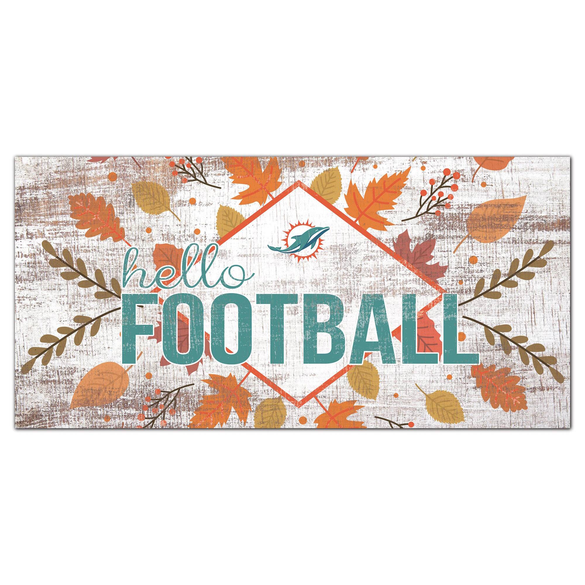 Fan Creations Miami Dolphins 6'' x 12'' Hello Football Wall Art White ...