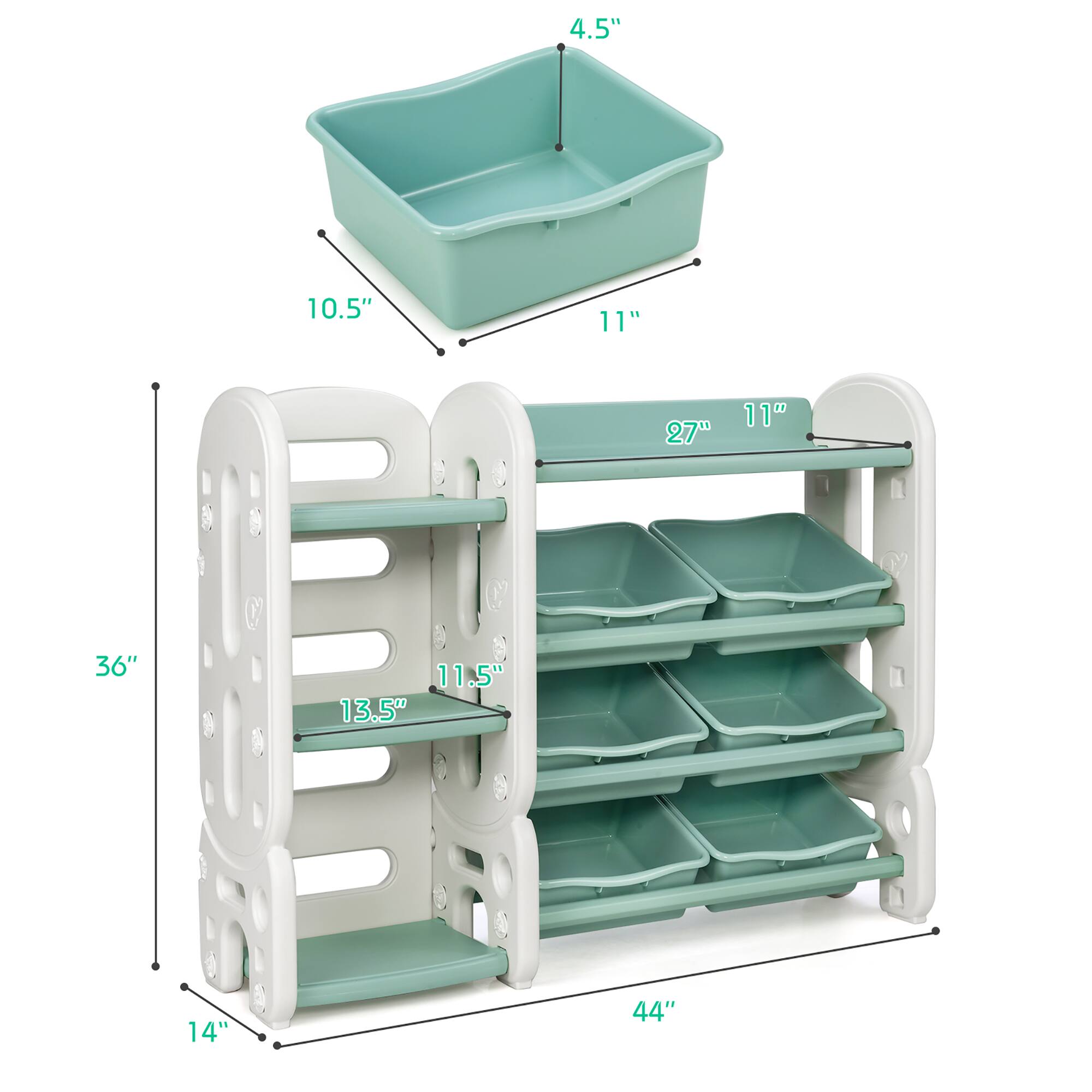 Costway Kids Toy Storage Organizer w/Bins & Multi Layer Shelf for ...