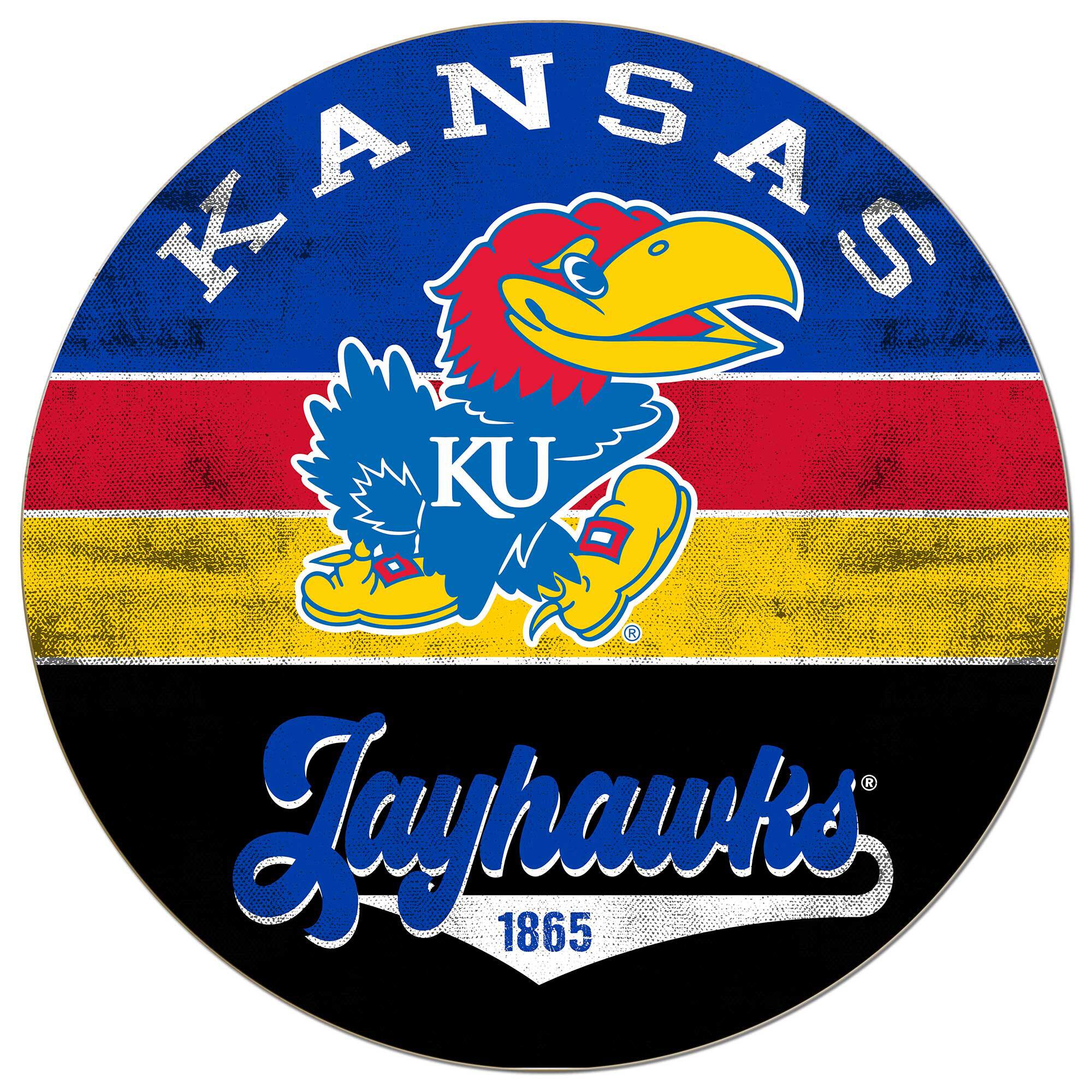 Jardine Kansas Jayhawks 20'' x 20'' Retro Logo Circle Sign Blue 4939645 ...