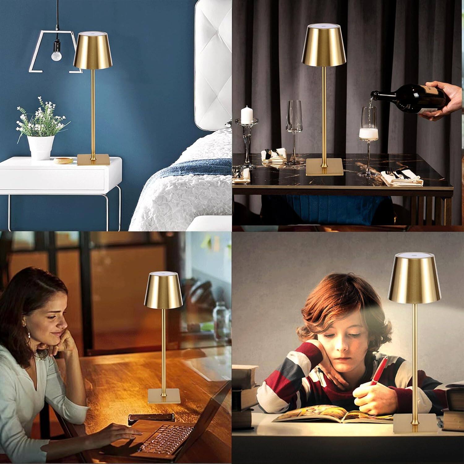 Stamp n Camp Led Cordless Table Lamp 3 Colors Stepless Dimming 5000mAh ...
