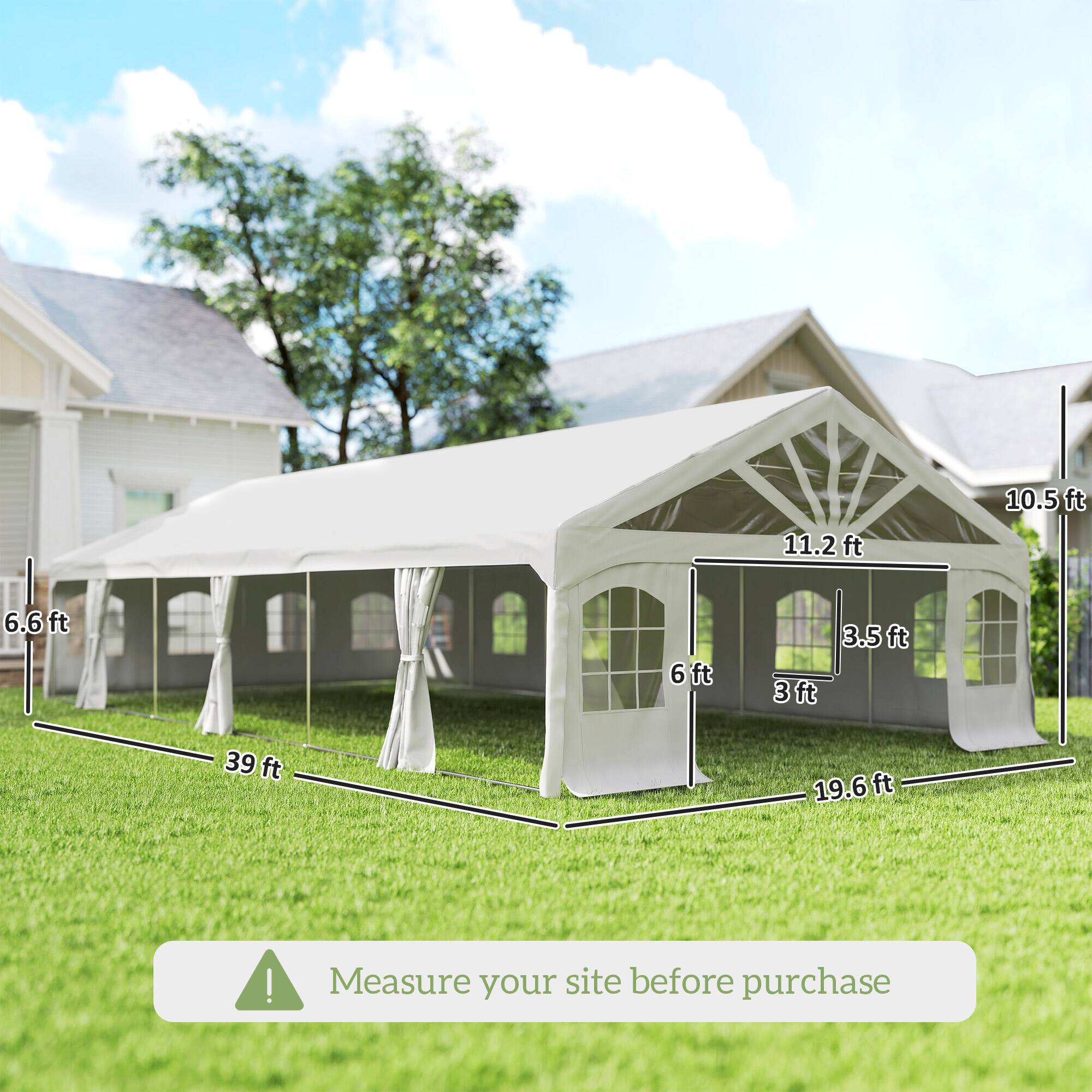 Outsunny 19.5' x 39' Heavy Duty Party Tent Outdoor Gazebo Wedding Tent ...