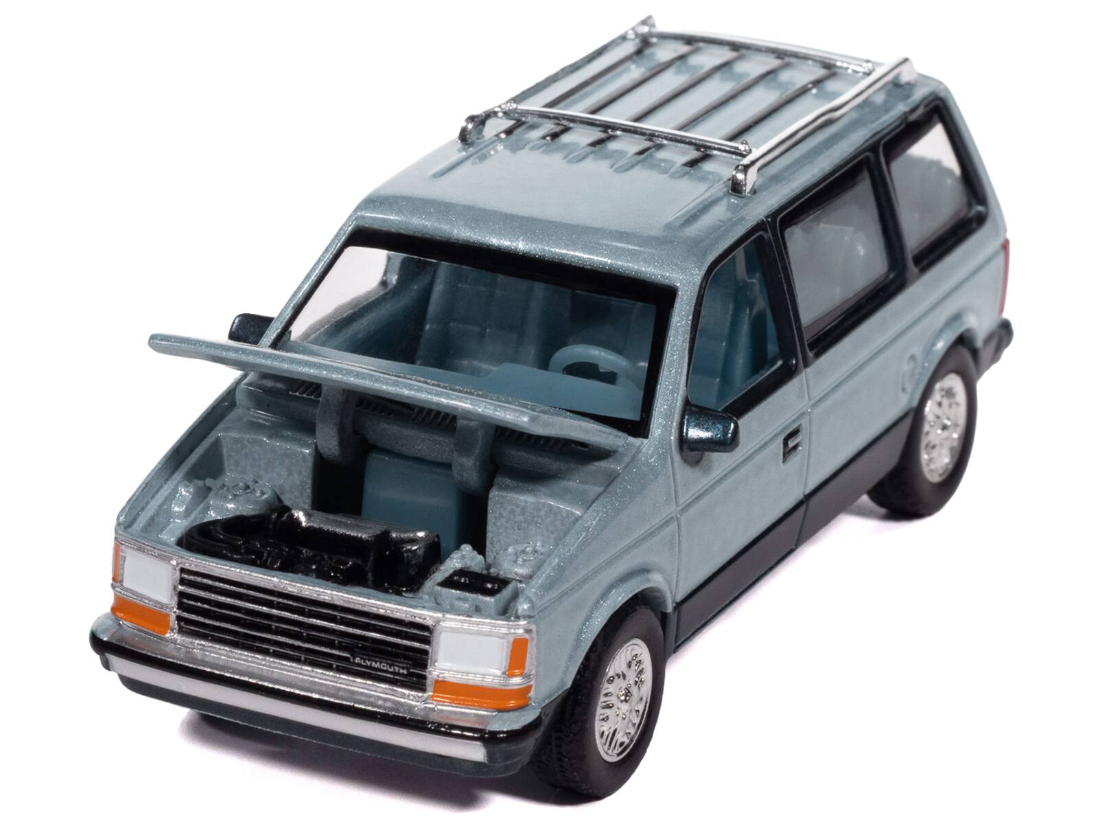 Autoworld 1987 Plymouth Voyager Van Ice Blue & Twilight Blue 2 Tone w ...