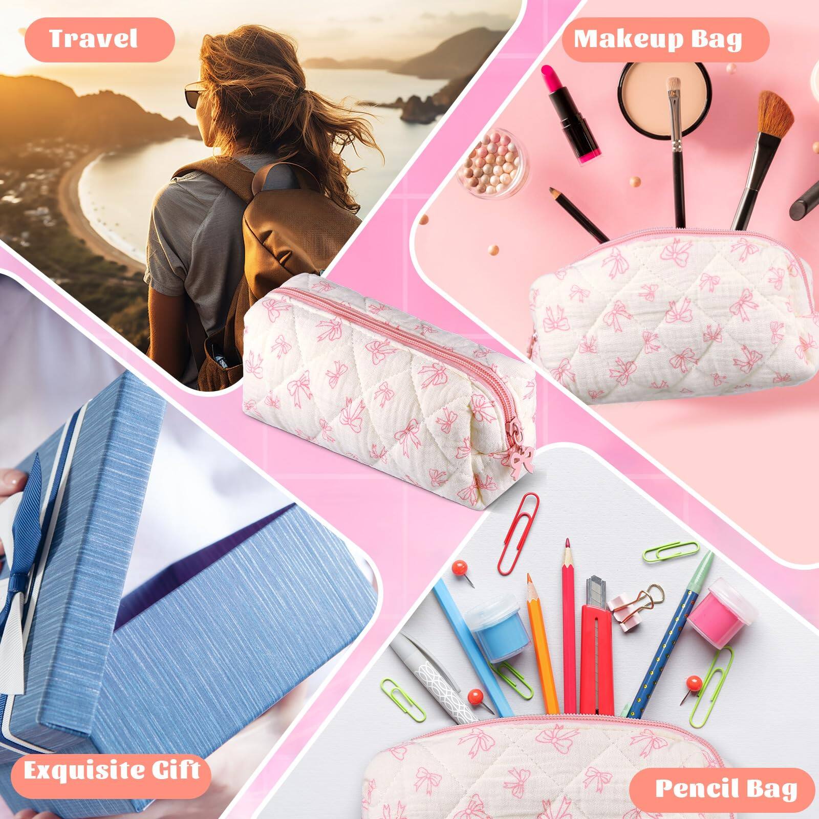 Paradigms Interiors Coquette Bow Pencil Case Cute Pouch Soft Cotton ...