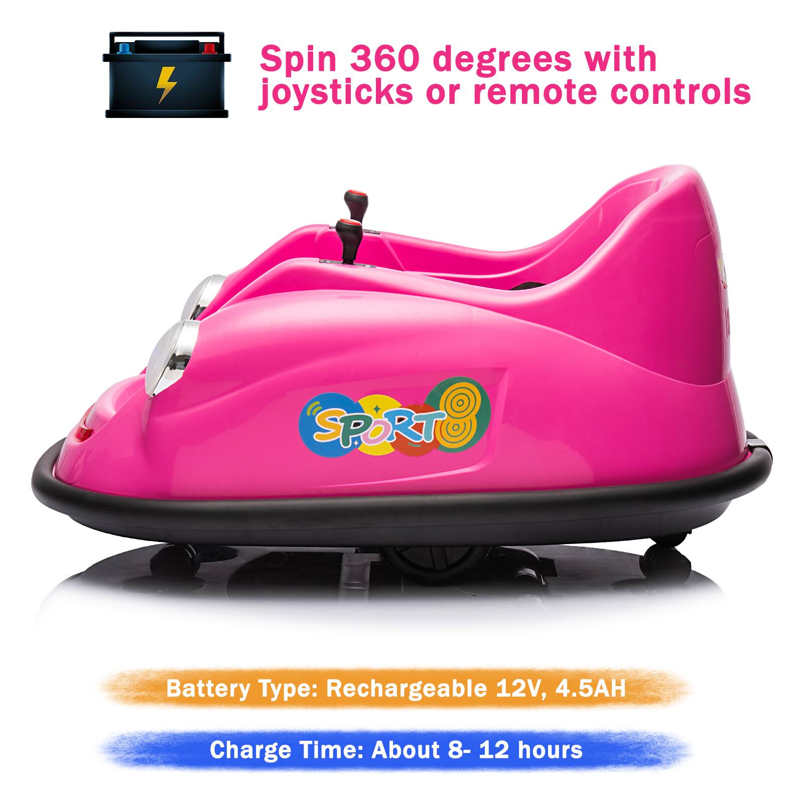 Acekool 12V Toddler Bumper Car, Remote Control, 360° Spin, Lights ...
