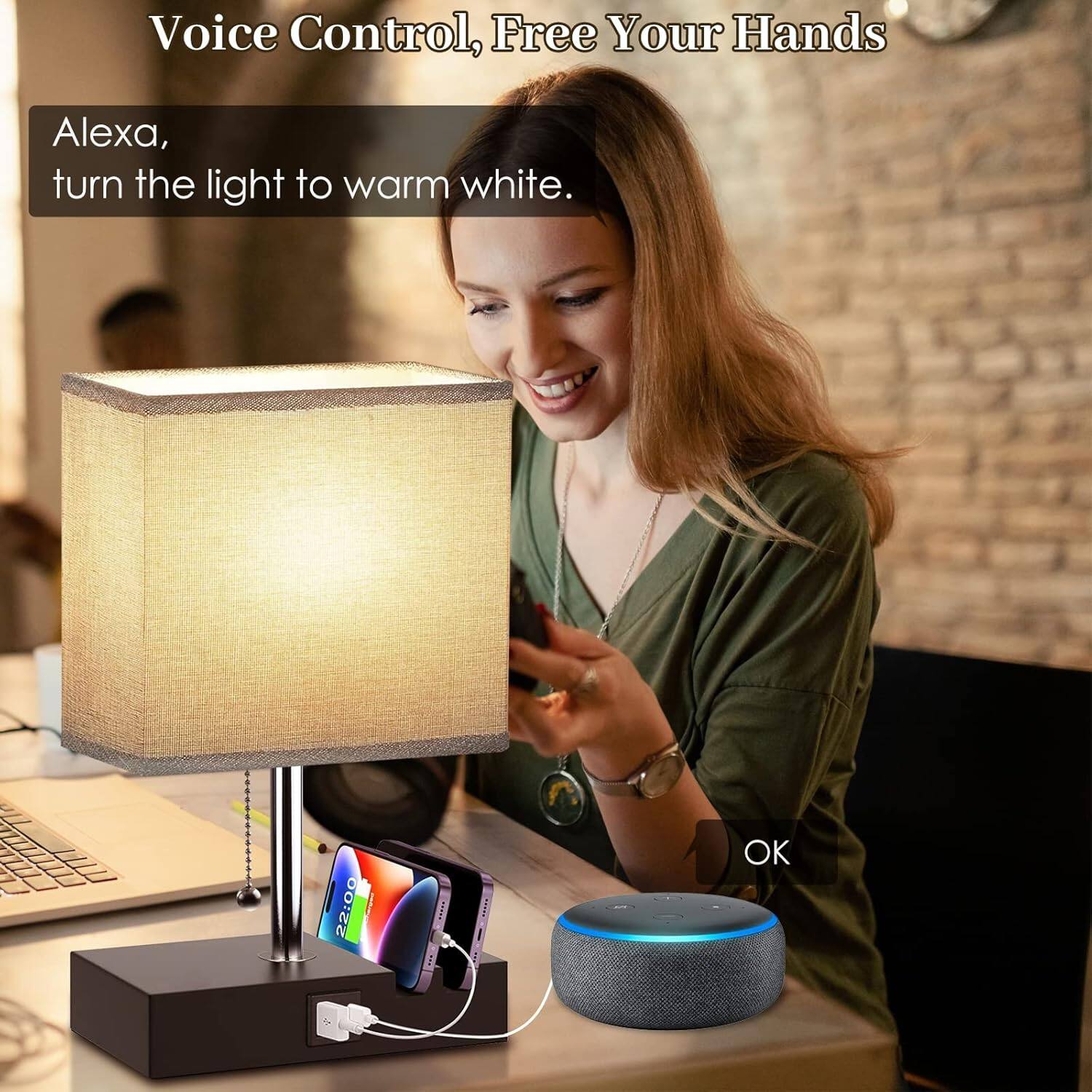 The Best Inks white Table Lamp Desk Lamp Smart Dimmable USB Work with ...