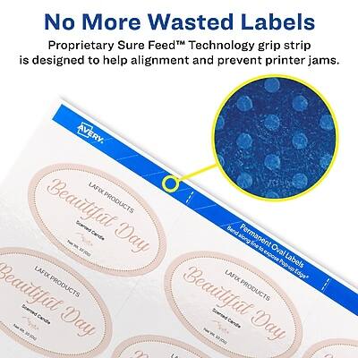 Avery Easy Peel Laser/Inkjet Oval Labels, 1 1/2" x 2 1/2", 180 Labels ...
