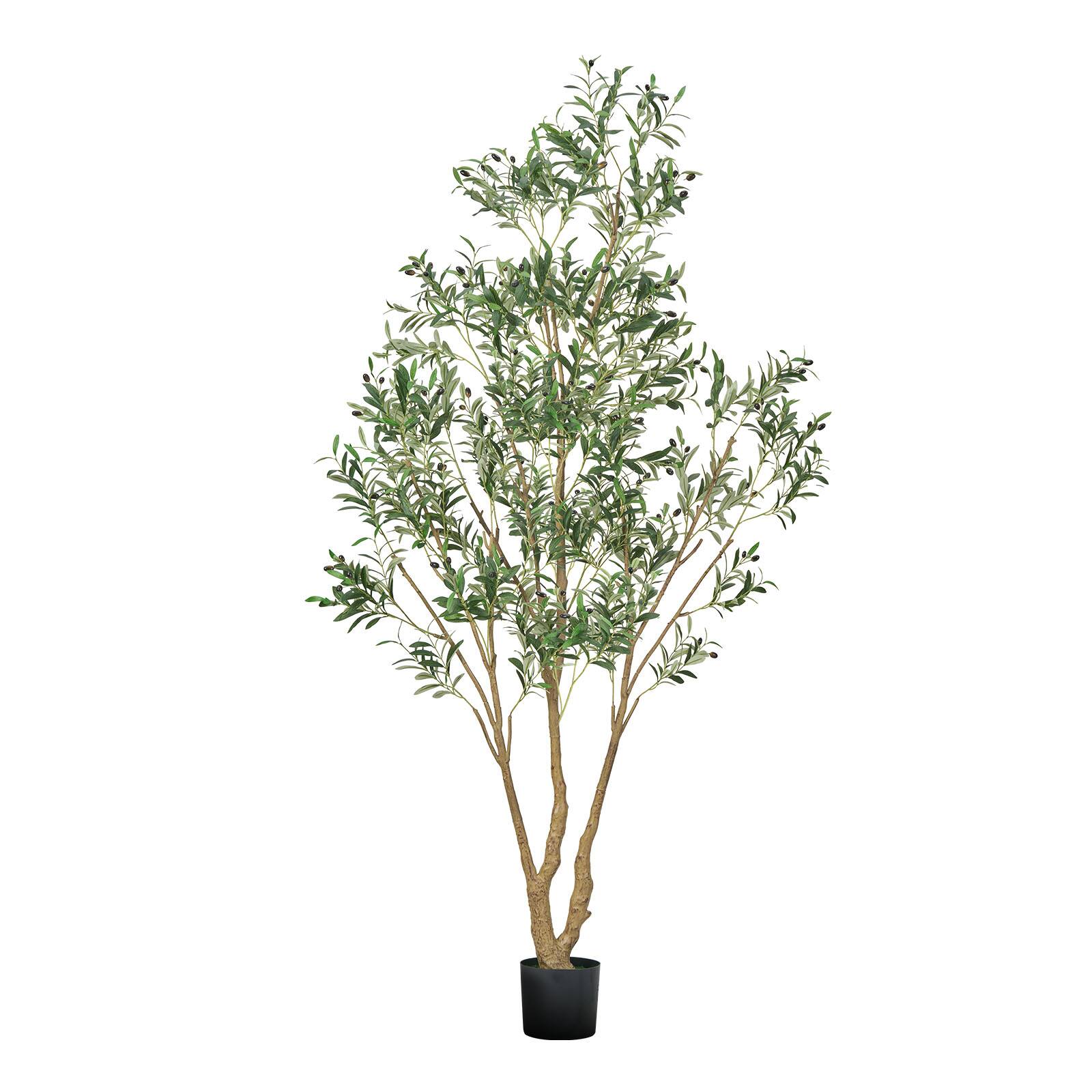 VEVOR 8FT Artificial Olive Tree with Black Pot, Tall Fake Tree with ...