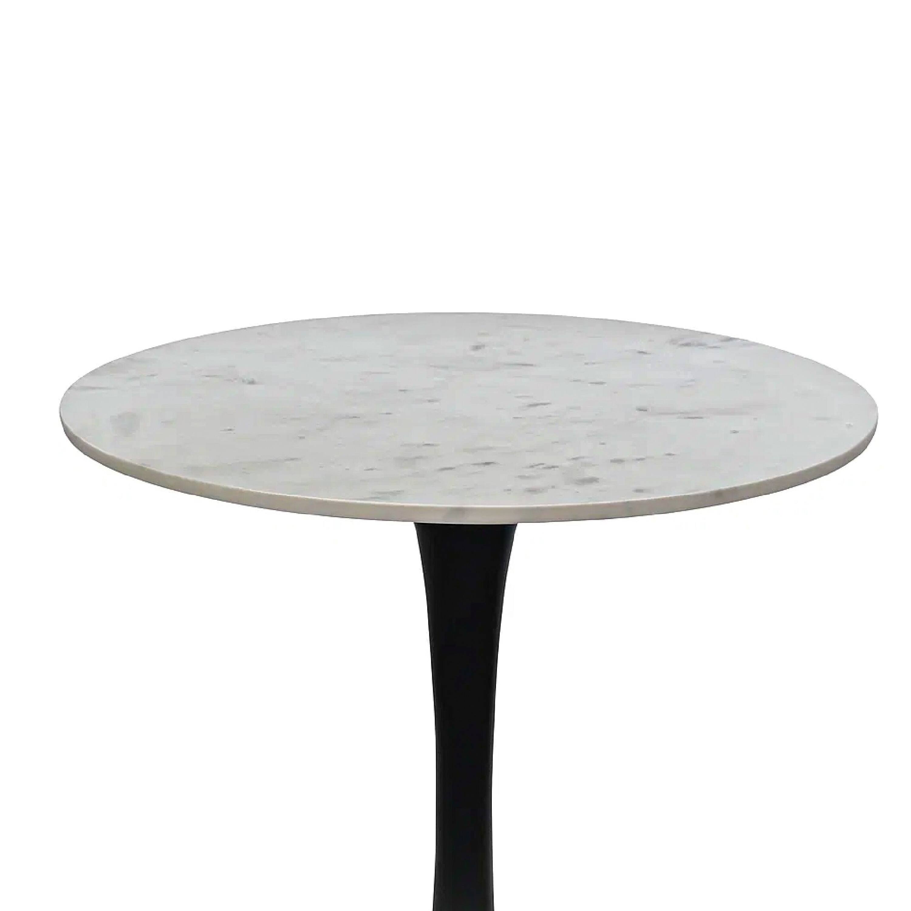 Manhattan Lane Mara Dining Table | 30 Inch Round White Genuine Marble ...