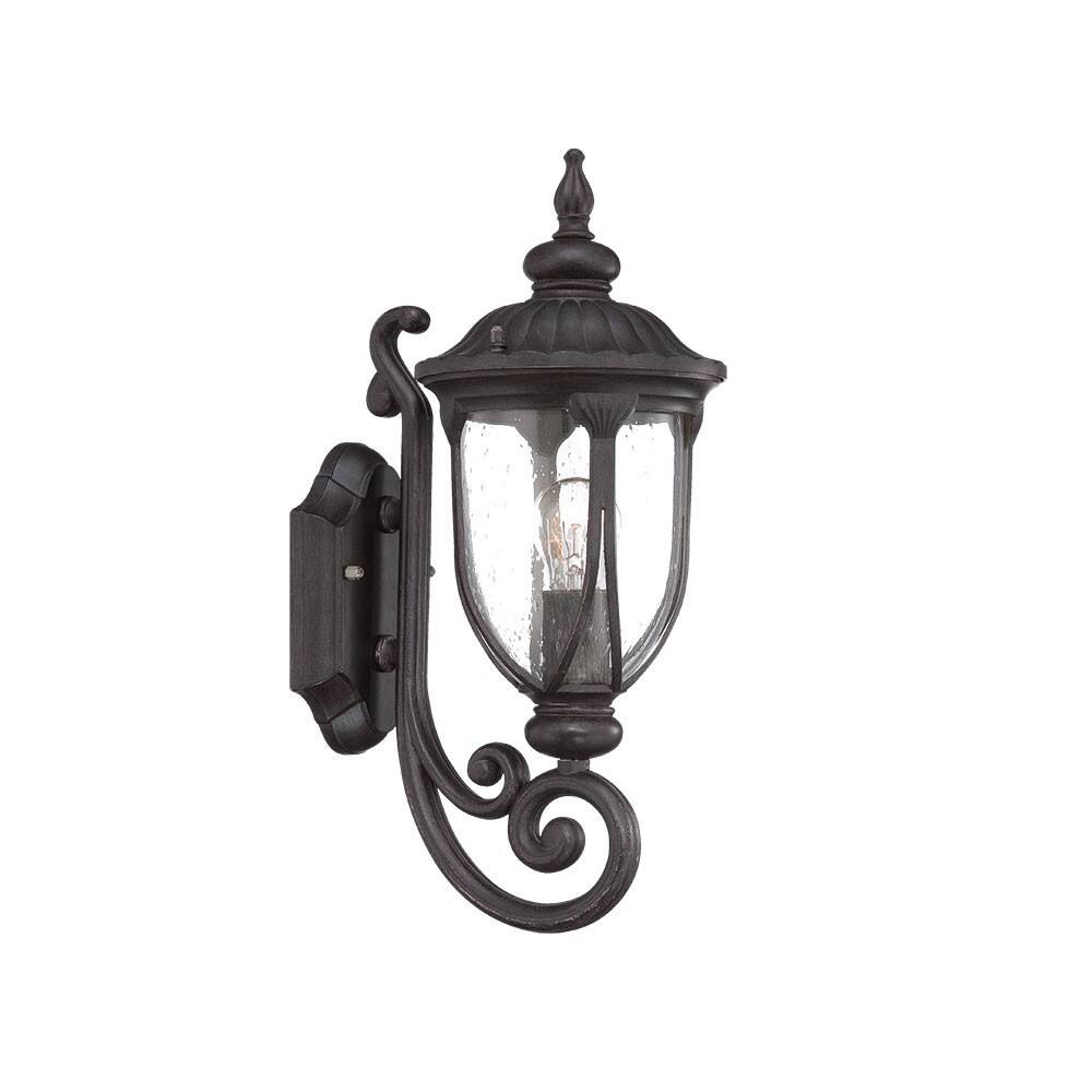 Hivvago Cast Aluminum Glass Lantern Wall Light Black 398509 - Best Buy
