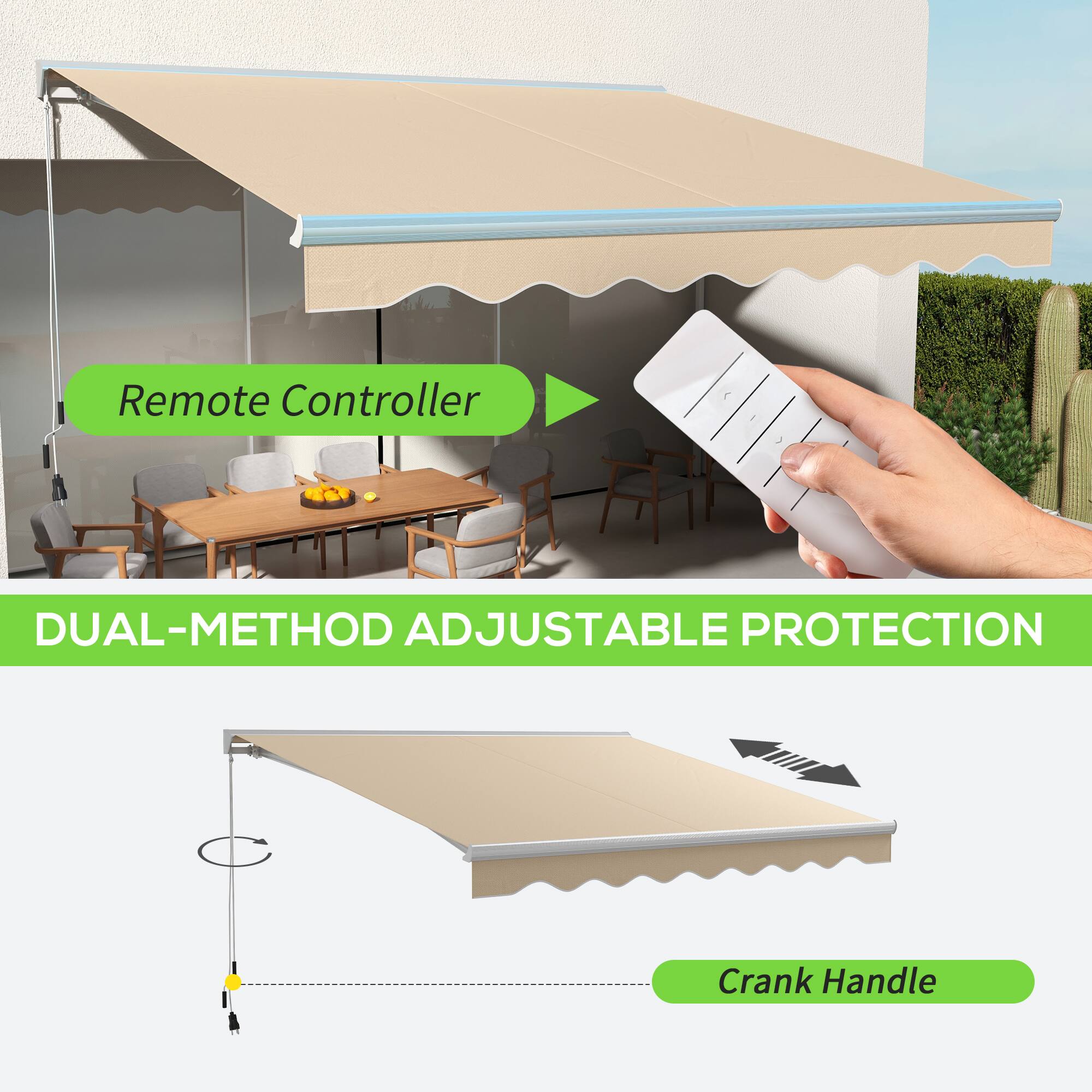 Outsunny 13' x 10' Electric Awning with LED Lights, Retractable Awning ...