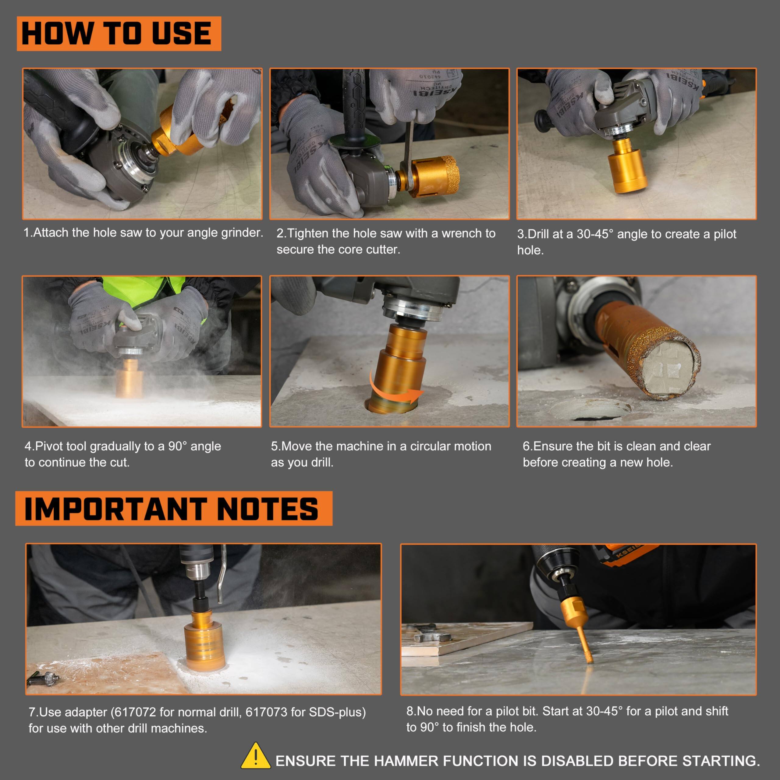 JETRANSPORT 615352 Hole 6 Inch (152mm) Core Drill Bit For Porcelain ...