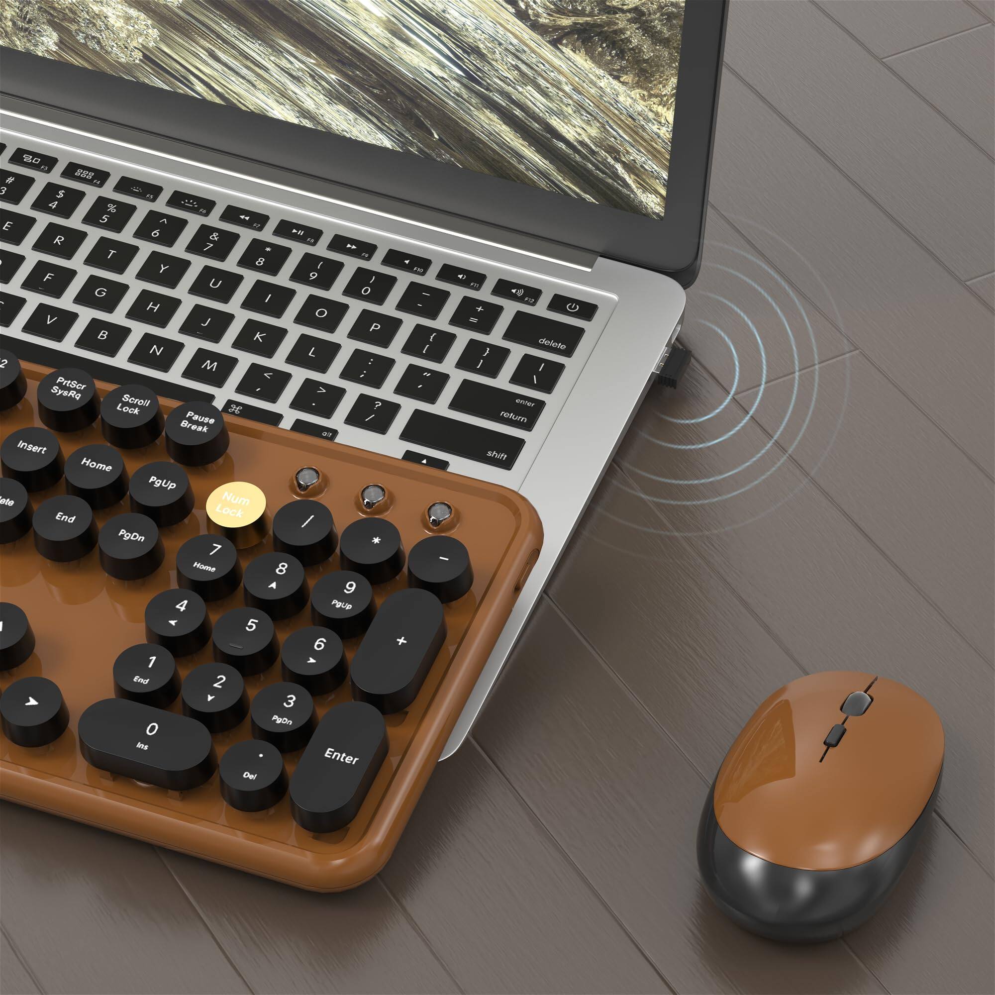 Earthley Blooms Colorful Wireless Computer And Mouse Combo With Round ...