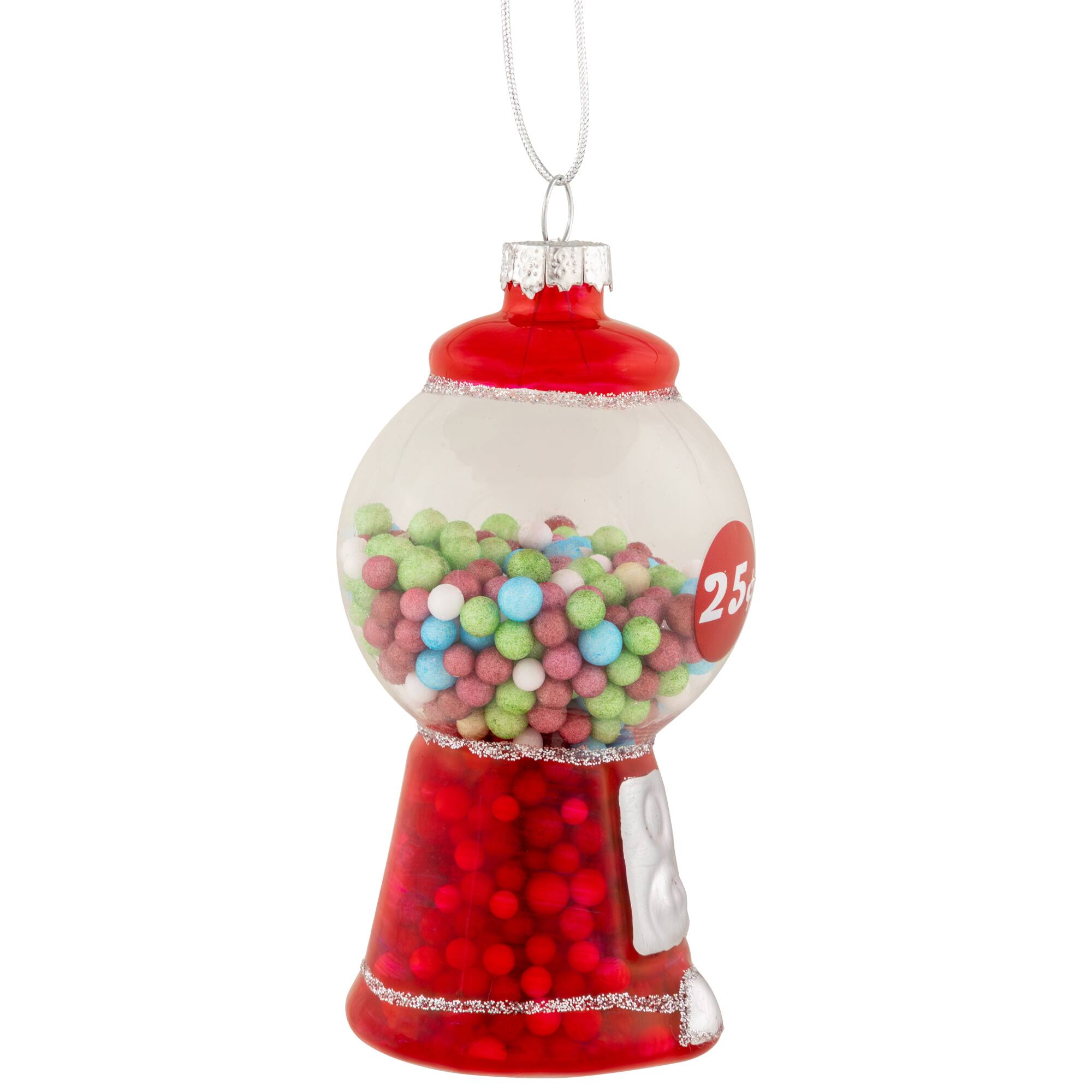 Northlight 4" Retro Gumball Machine Glass Christmas Ornament Red ...