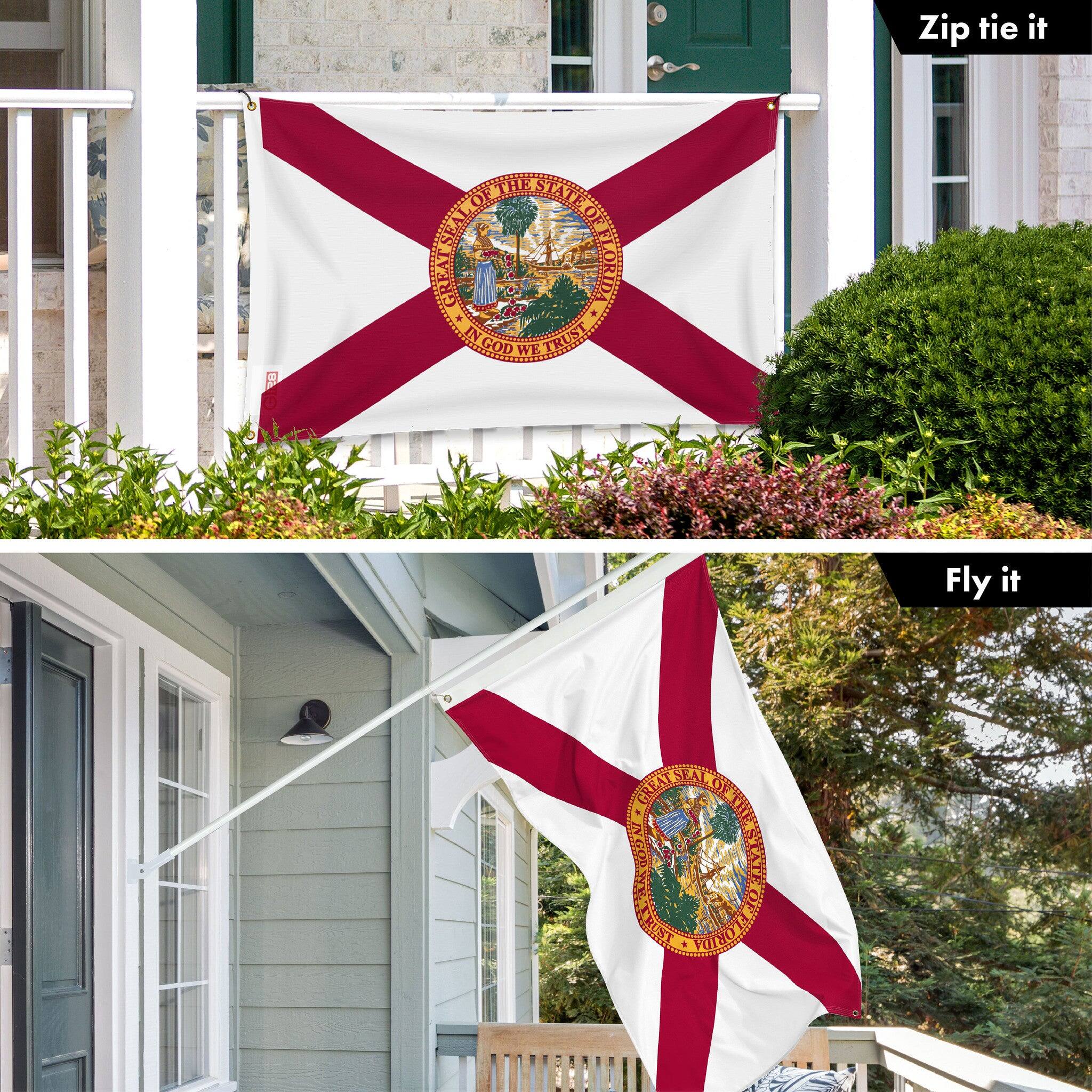 G128 Florida State Flag 2 Pack 3x5 Ft 150D Polyester Indoor/Outdoor 4 ...