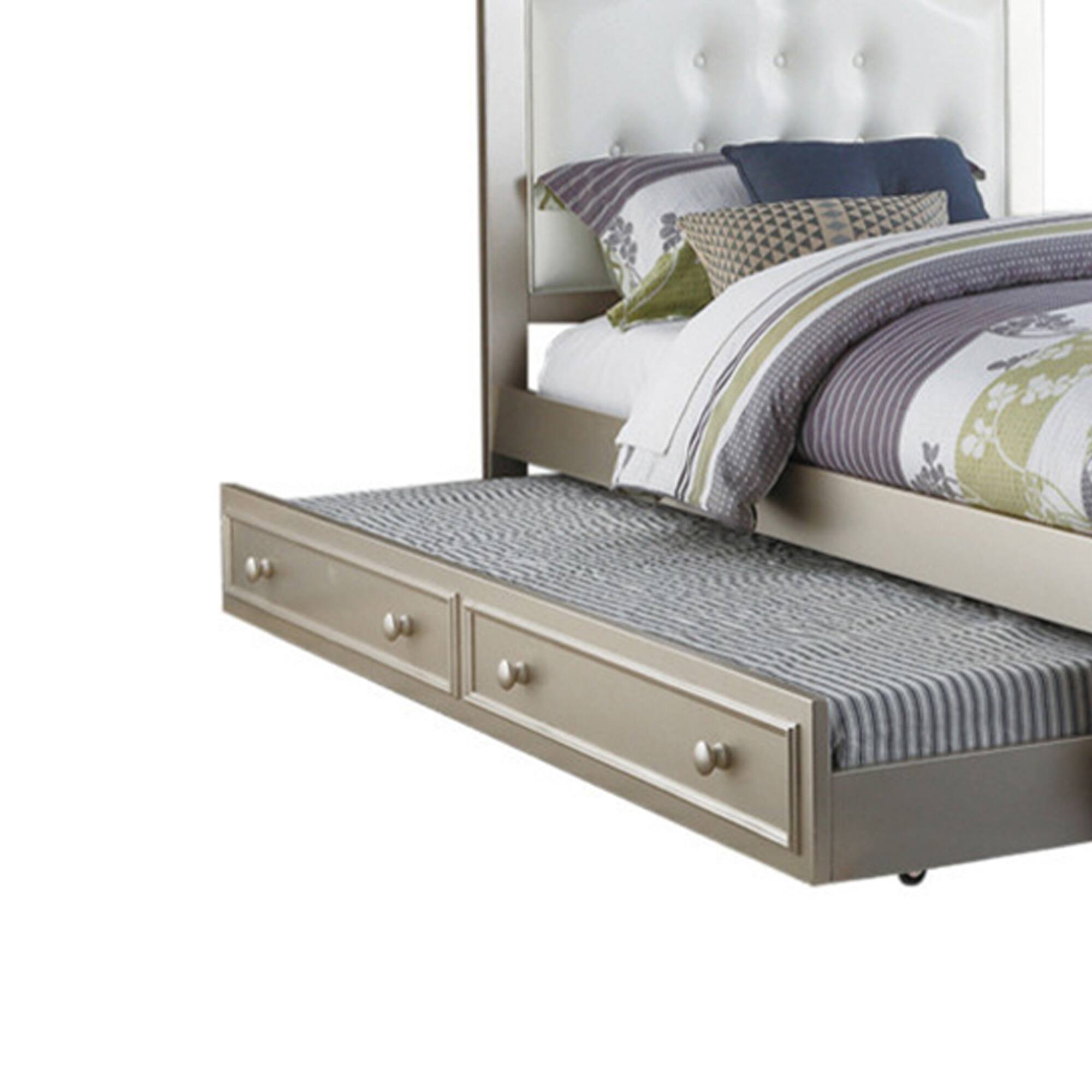 Manhattan Lane Cherub Twin Size Bed With Trundle Silver & White ...