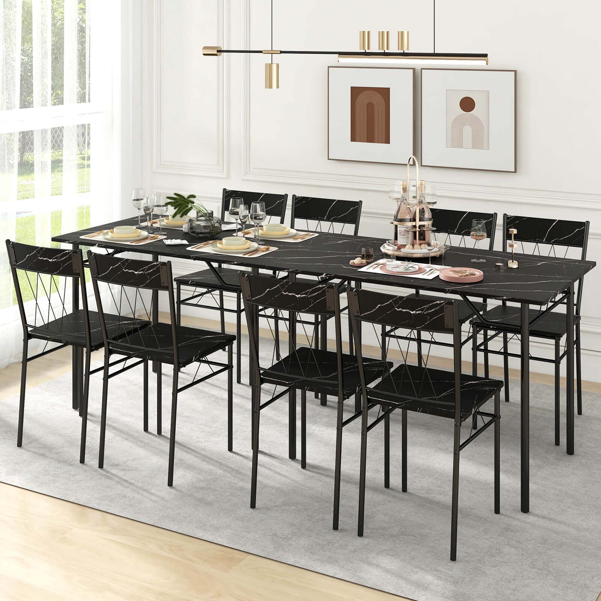 Costway 5PCS Dining Table Set for 4 Rectangular Kitchen Table & 4 ...