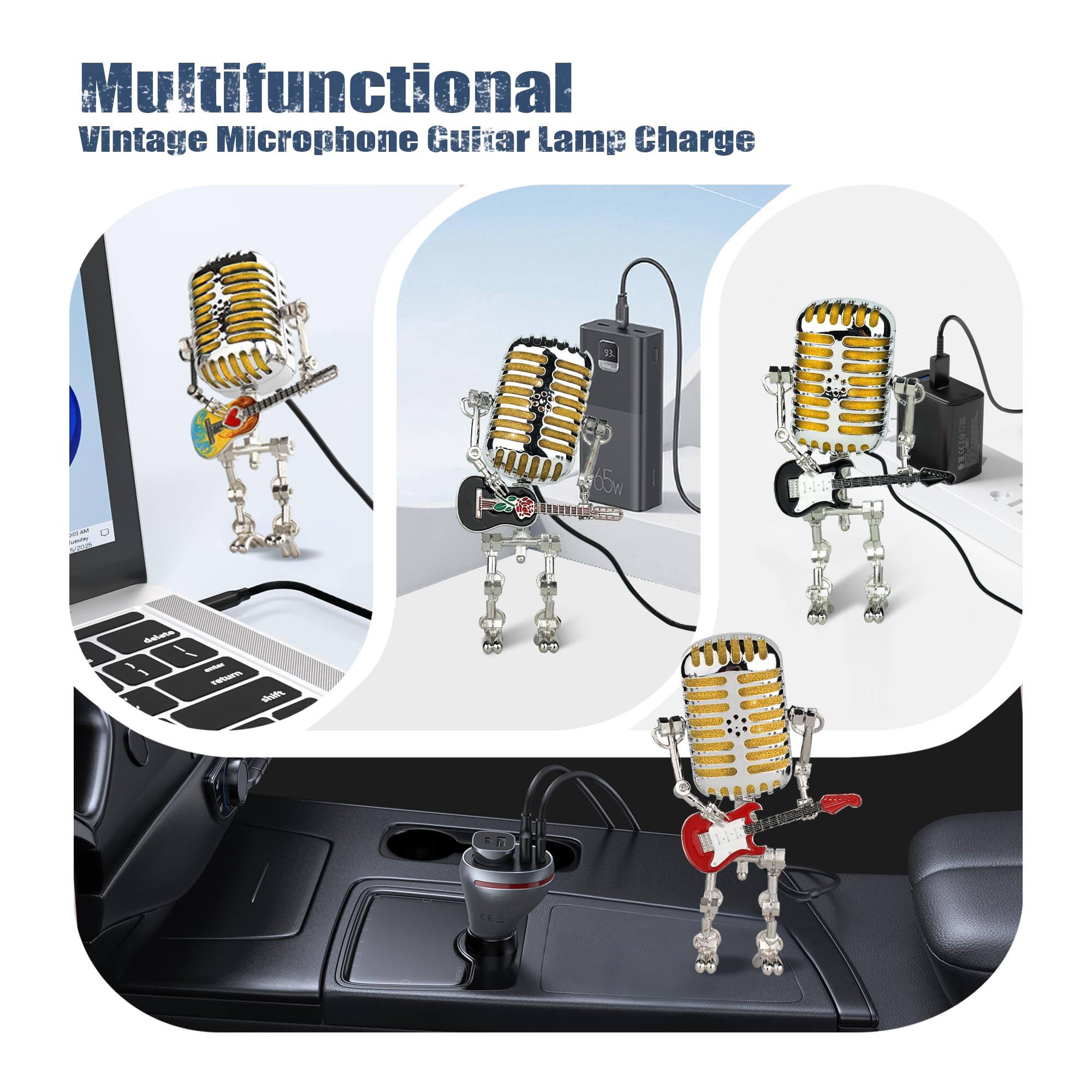Reds Spade Xmpmrp Vintage Microphone Robot Lamp Metal With Mini Guitar ...