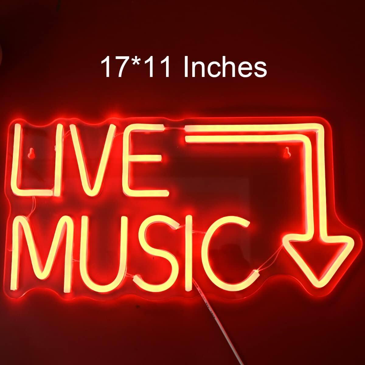 Auledio Music Live Handcrafted Neon Signs 17 * 11 Inches Wall Decor Led ...