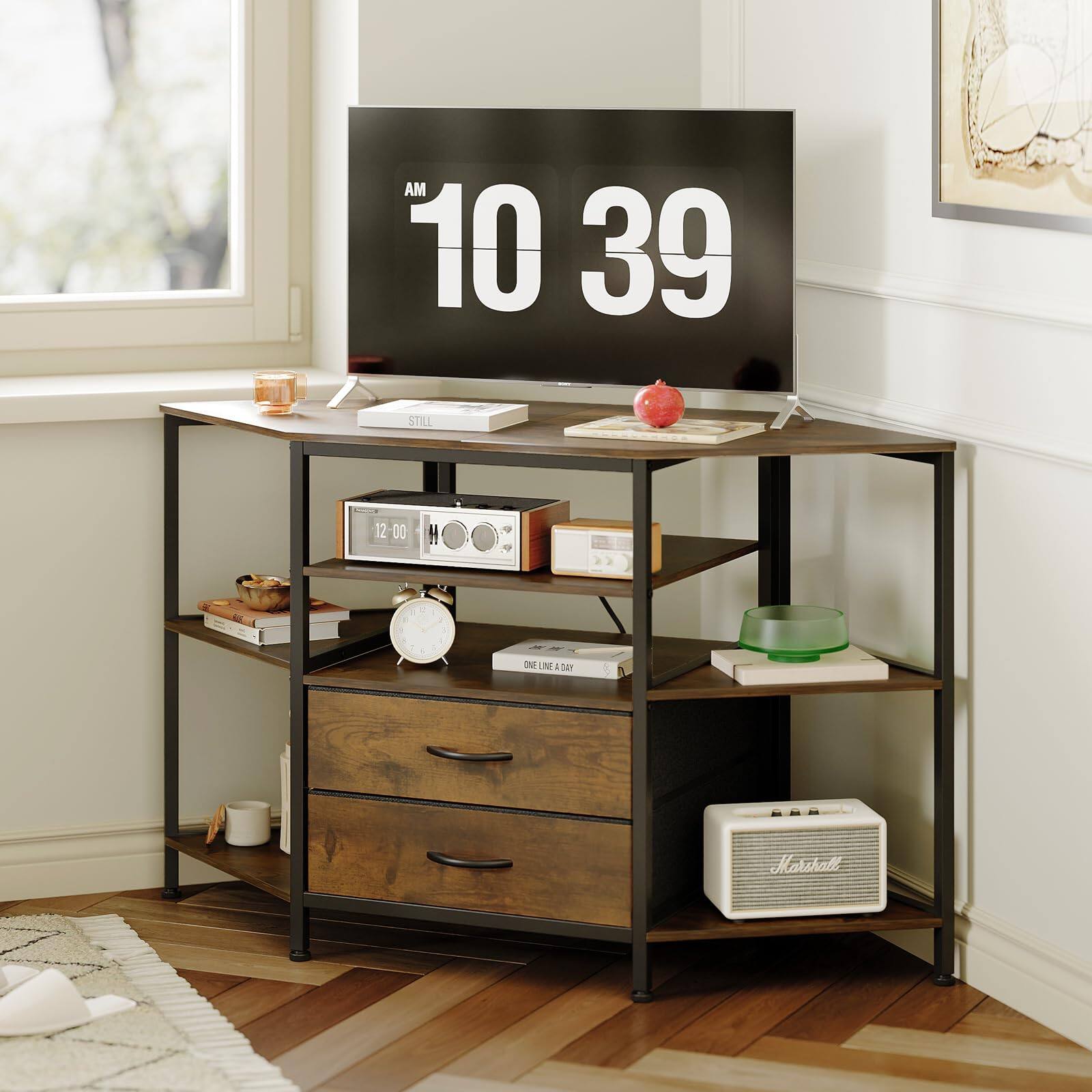 Cedar Assembly Corner Tv Stand For Farmhouse Entertainment Center With ...