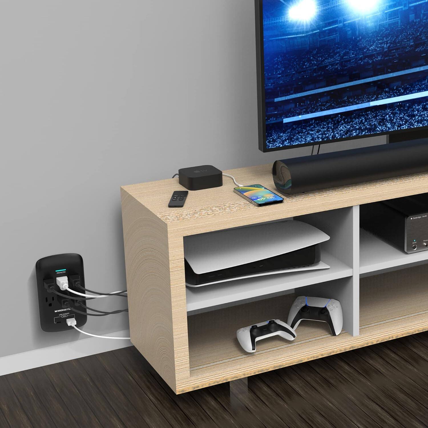 Monster Wall Tap Plug 6 Outlet Extender with Outlet Surge Protector ...