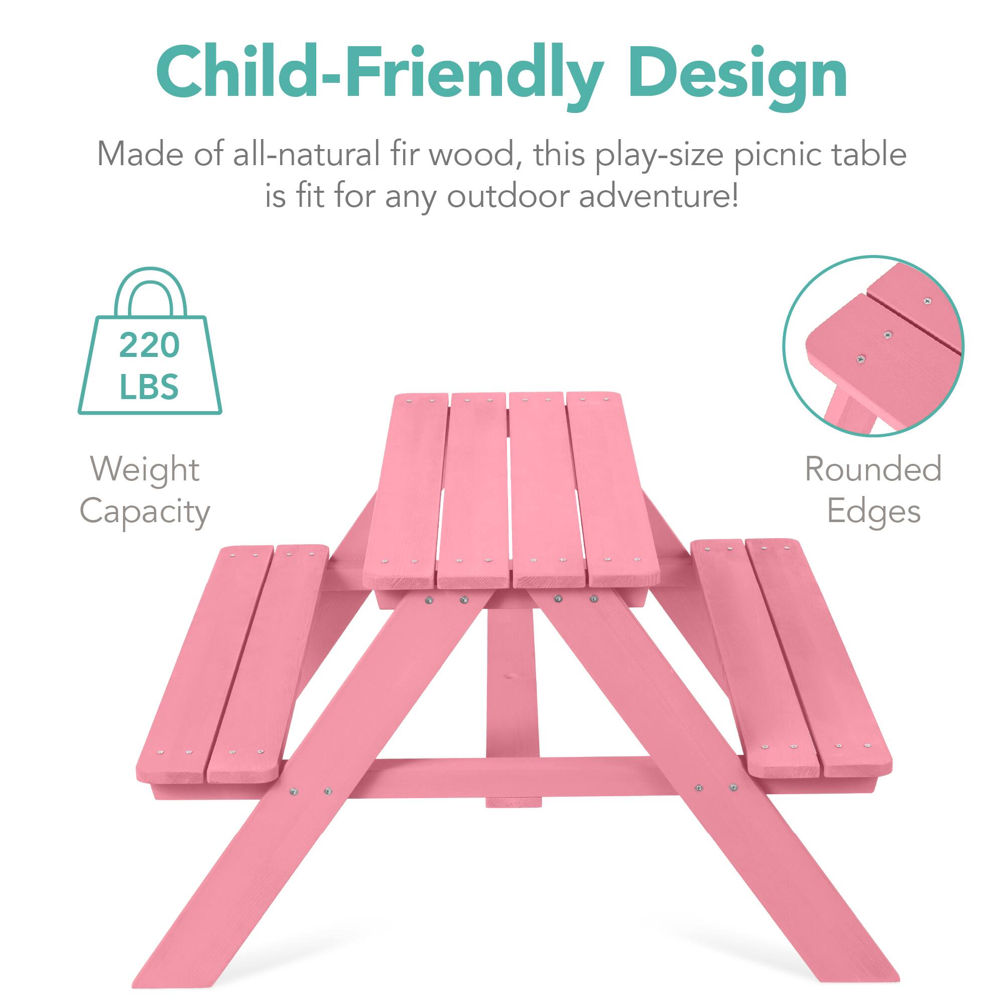 Best Choice Products Outdoor Wooden Kids Picnic Table with Umbrella ...