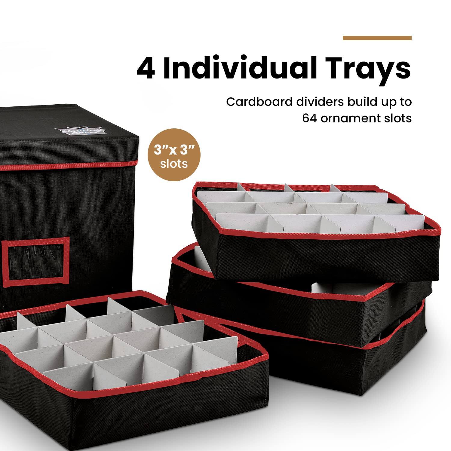 Paradigms Interiors Christmas Ornament Storage With 4 Tray Container ...