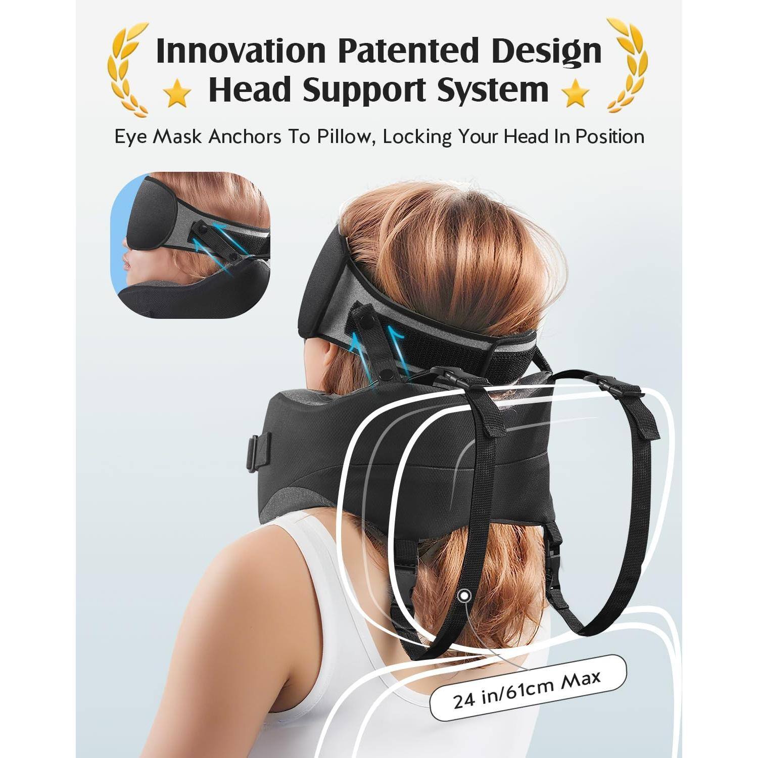 Pacoar Cade Travel Pillow For Long Flight Airplanes Head Strap Combo ...
