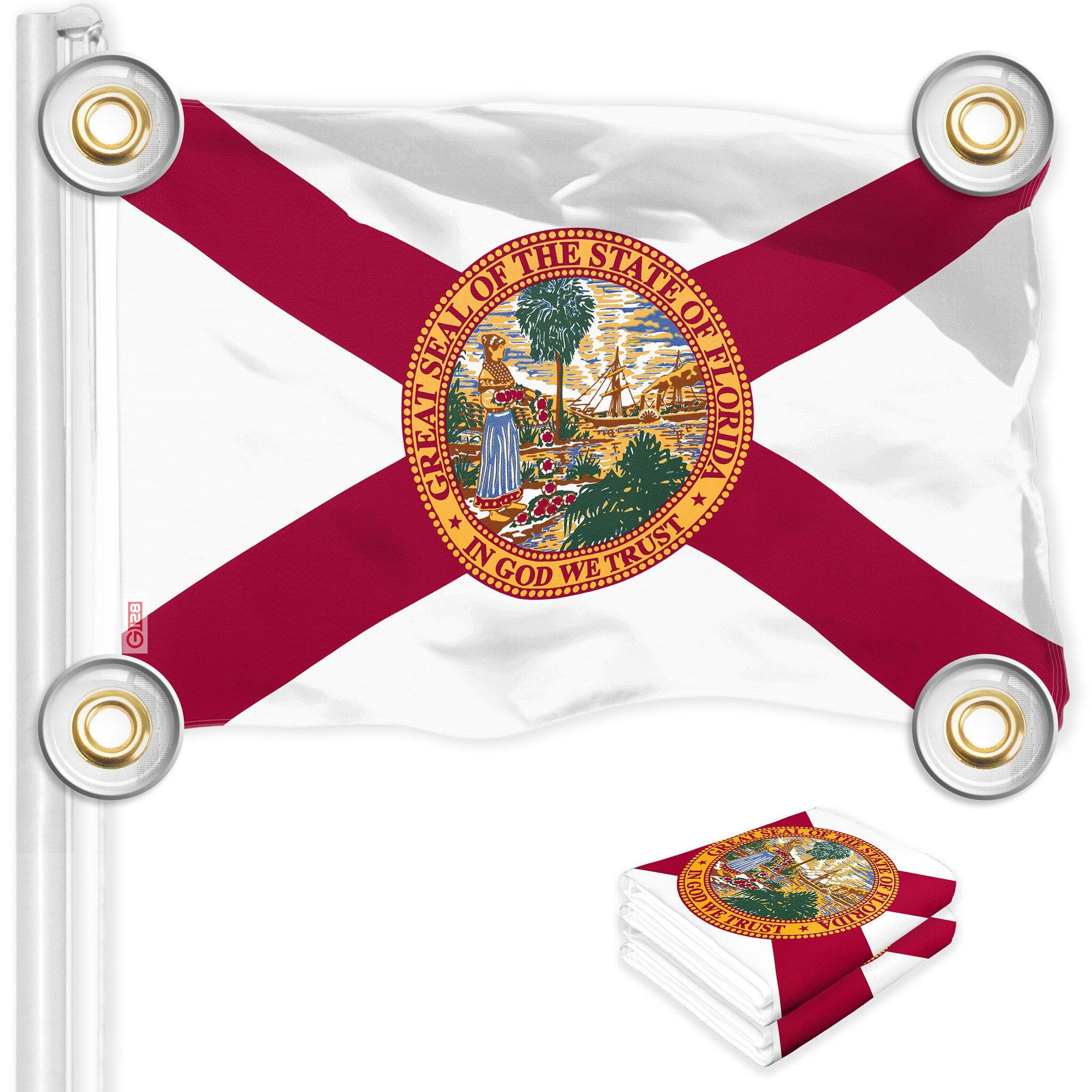 G128 Florida State Flag 2 Pack 3x5 Ft 150D Polyester Indoor/Outdoor 4 ...