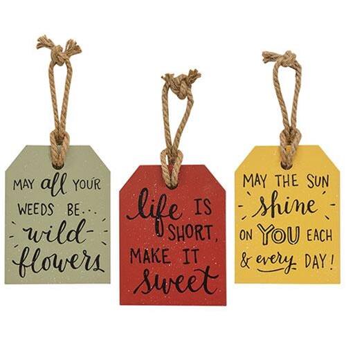 BreeBe *Life Is Short Wooden Tag 3 Asstd Green, Yellow, Red G35798 ...