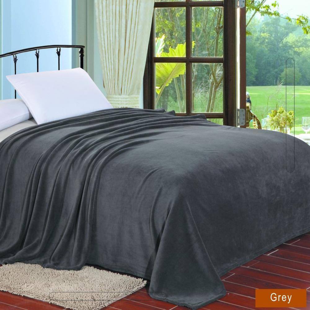 Noble House Plazatex Micro Plush Solid Blanket Queen 86x86" Gray ...