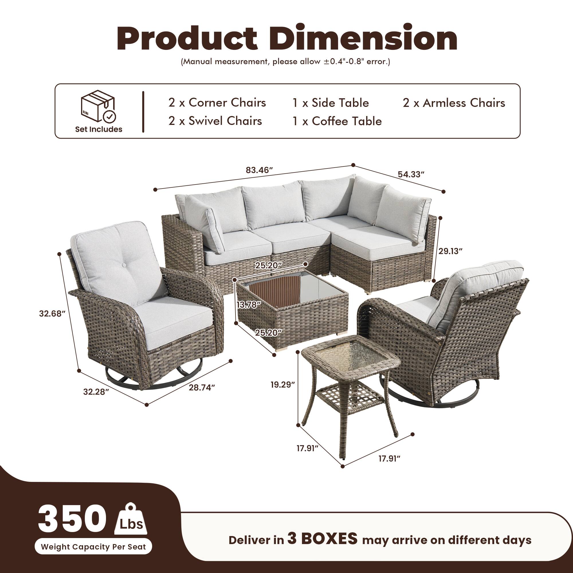 Ovios 8 PCS Patio Furniture Sofa Set Wicker Sofa Couch with Swivel ...