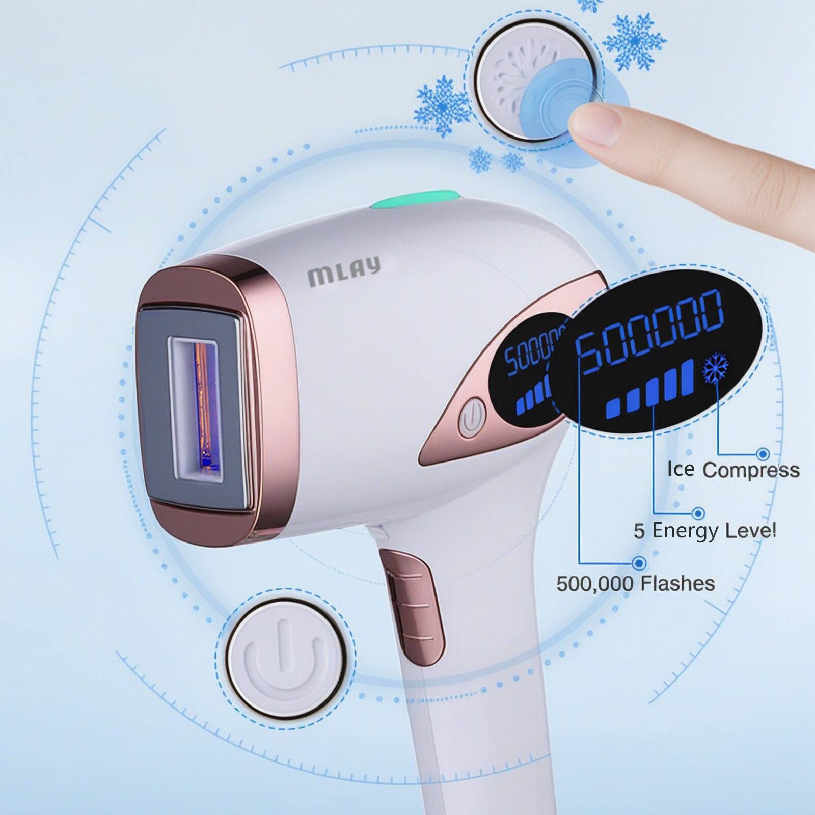 MLAY T4 IPL Laser Hair Removal for Women/Men, 15.5J Energy, Ice Cooling ...