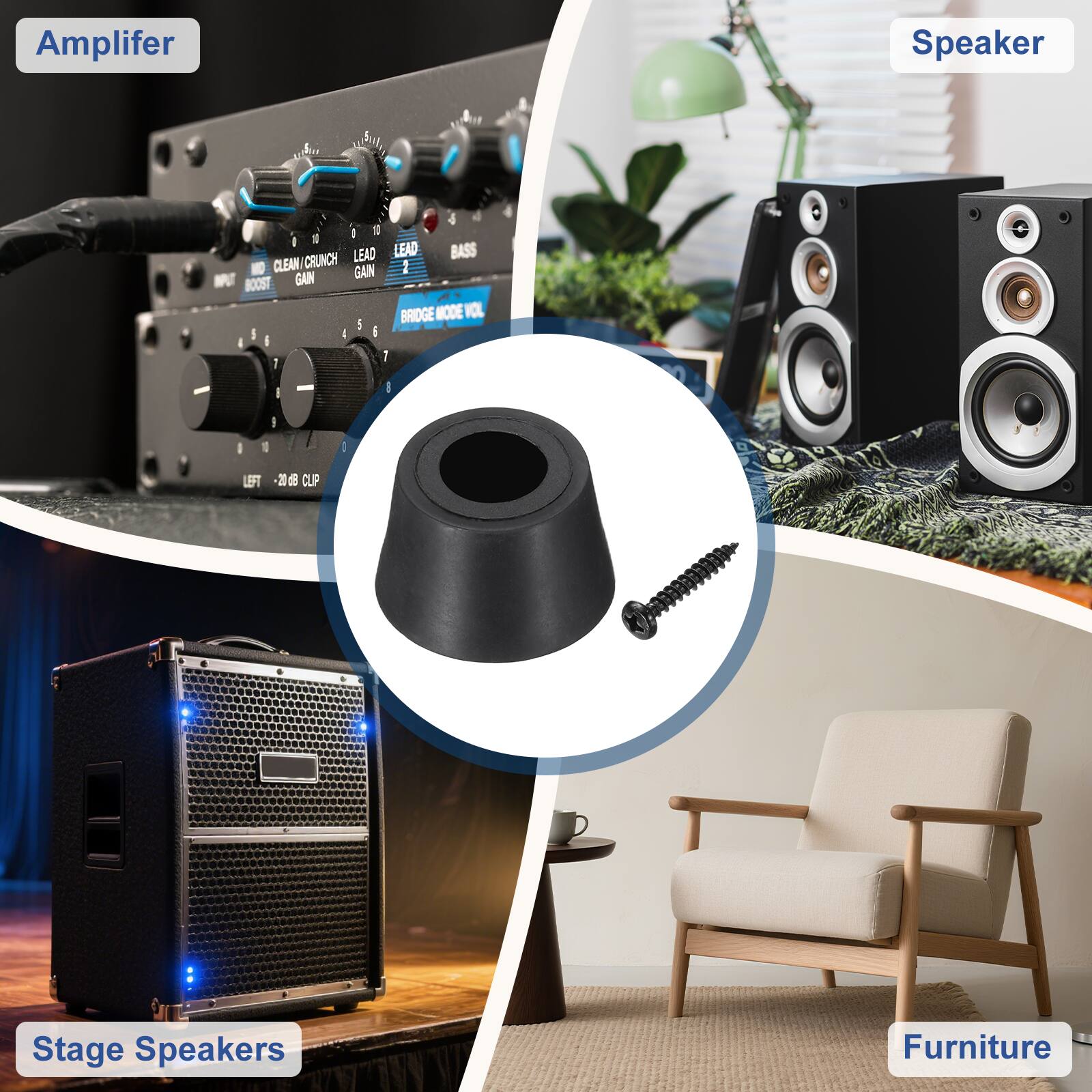Unique Bargains Rubber Speaker Isolation Feet, 0.91" Anti Vibration Pad ...