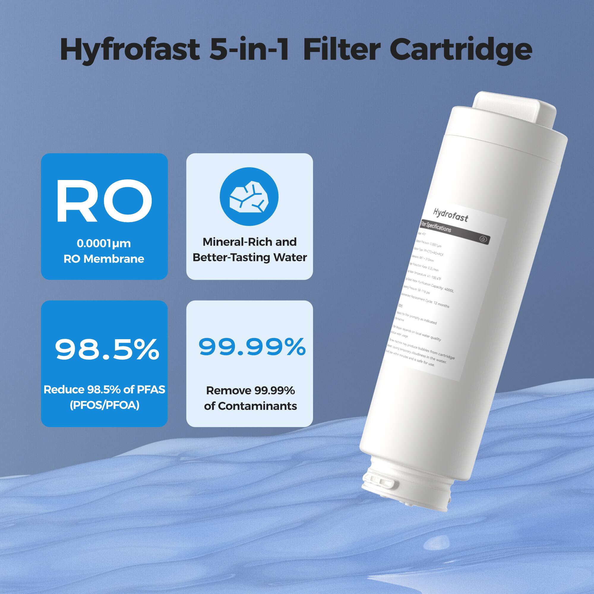 Hydrofast HF01 RO Filter with 5 Stage Filtration, Replacement for B100 ...