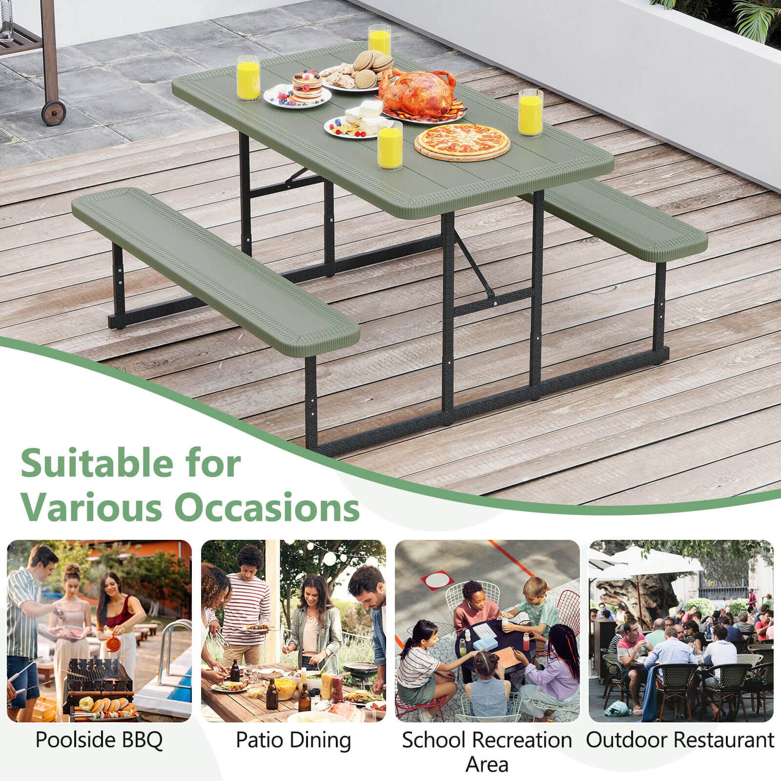 Costway Picnic Table Bench Set for 2 4 People Outdoor Rectangular ...