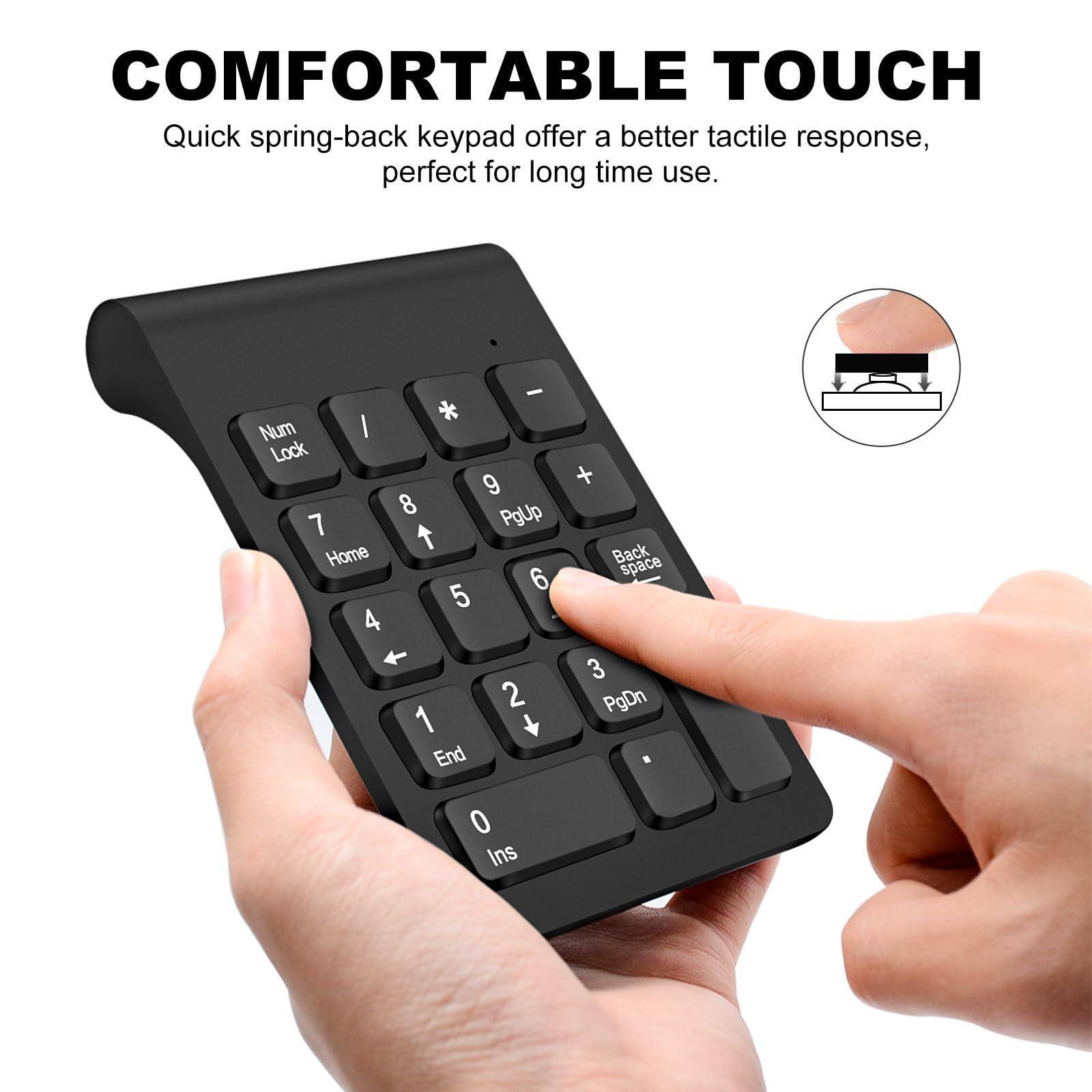 Pacoar Cade Wireless Numeric Keypad Mini 18 Keys Number Pad Portable ...