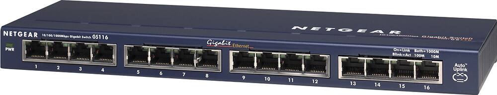NETGEAR 16 Port 10/100/1000 Mbps Gigabit Unmanaged Switch Blue GS116NA ...