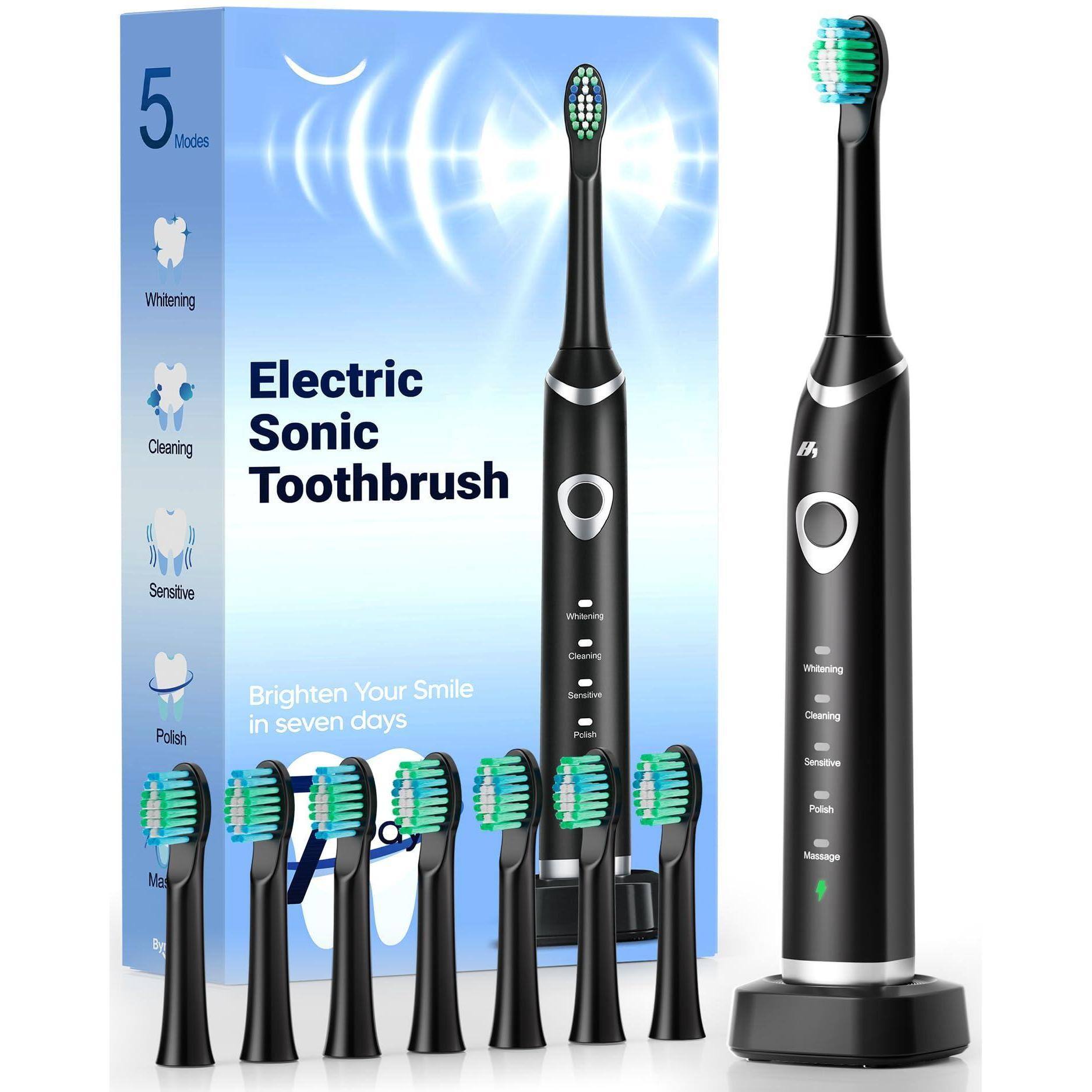 Cozy Serene Electric Toothbrush For Adults Travel Sonic With 8 ...