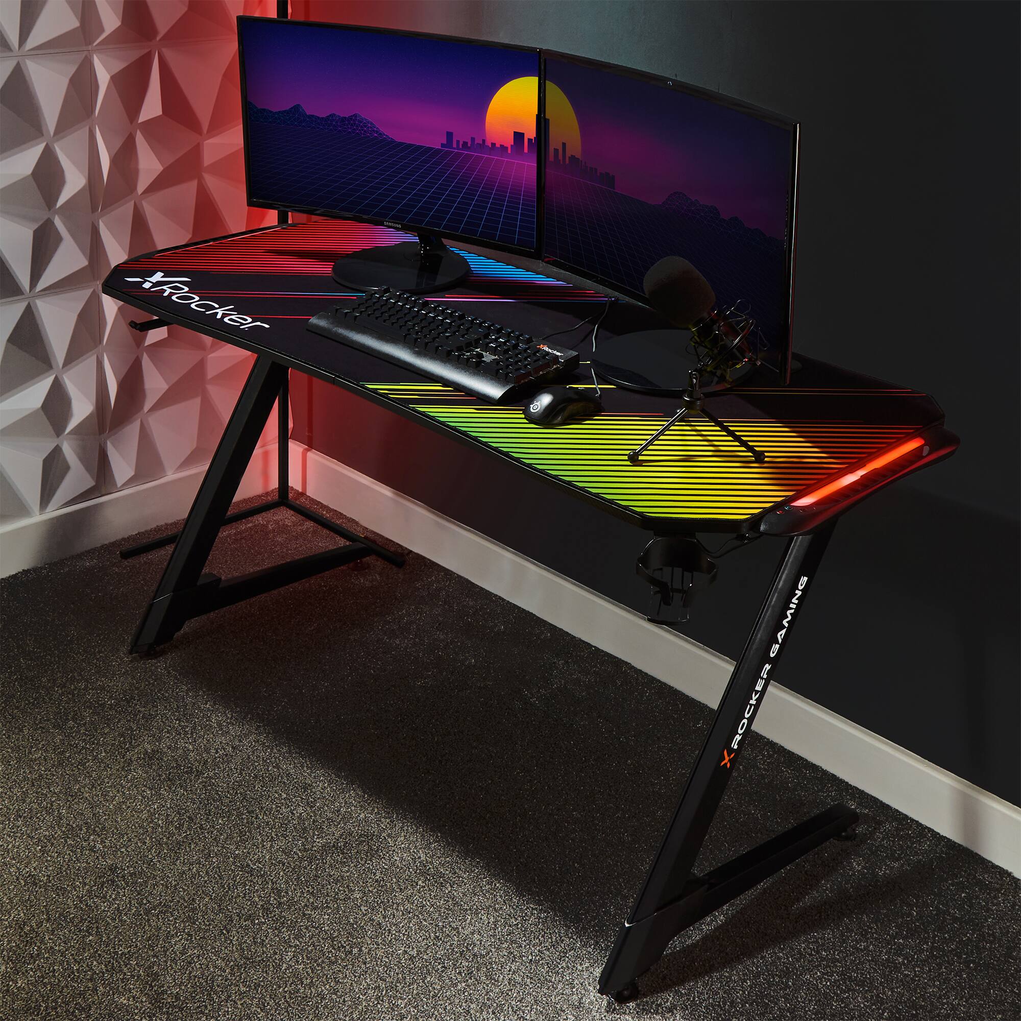Best Buy: X Rocker Jaguar LED Gaming Desk with XL Mousepad and Game ...
