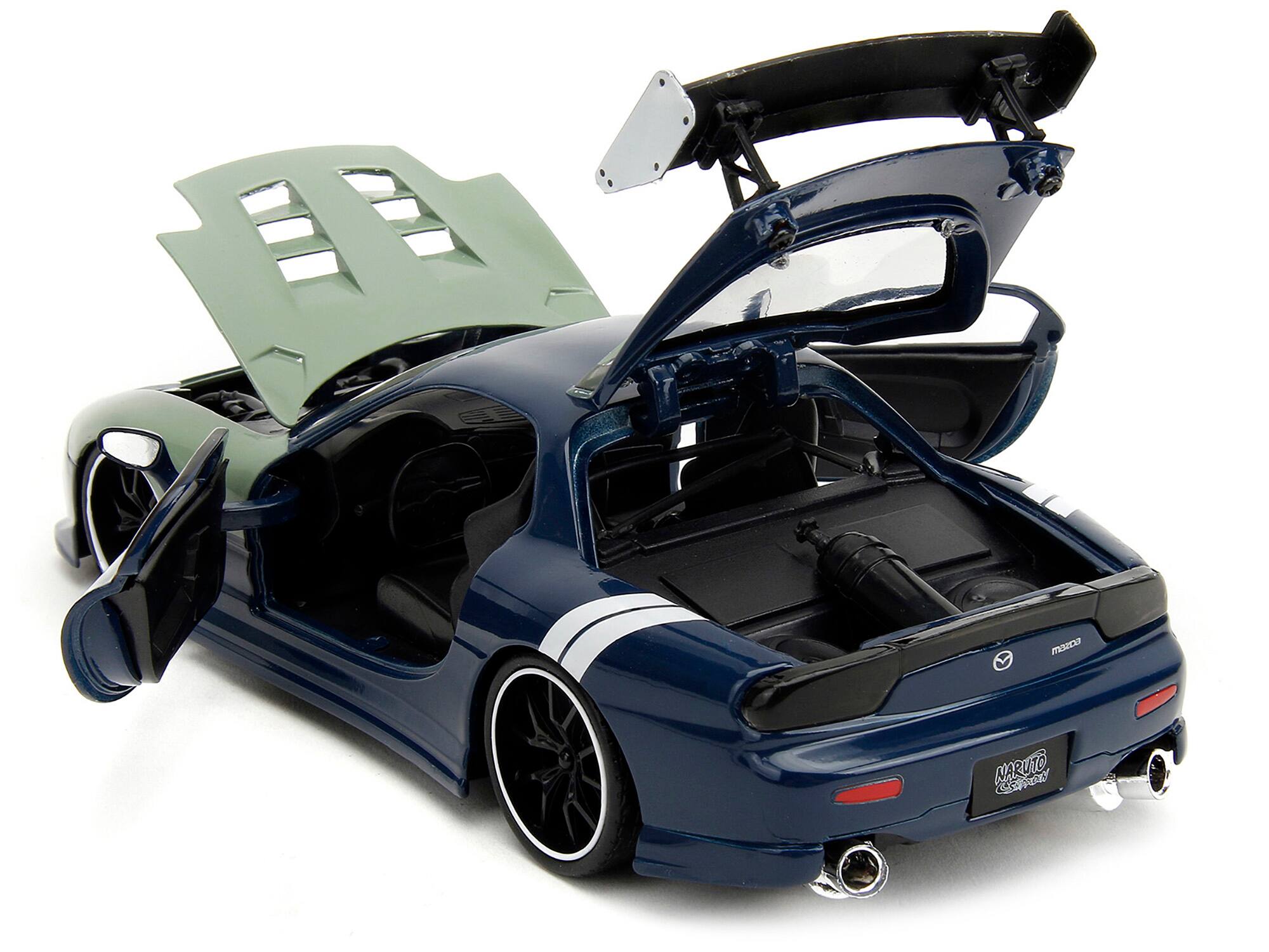 Jada 1993 Mazda RX 7 1/24 Diecast Dark Blue Green Hood with Kakashi ...