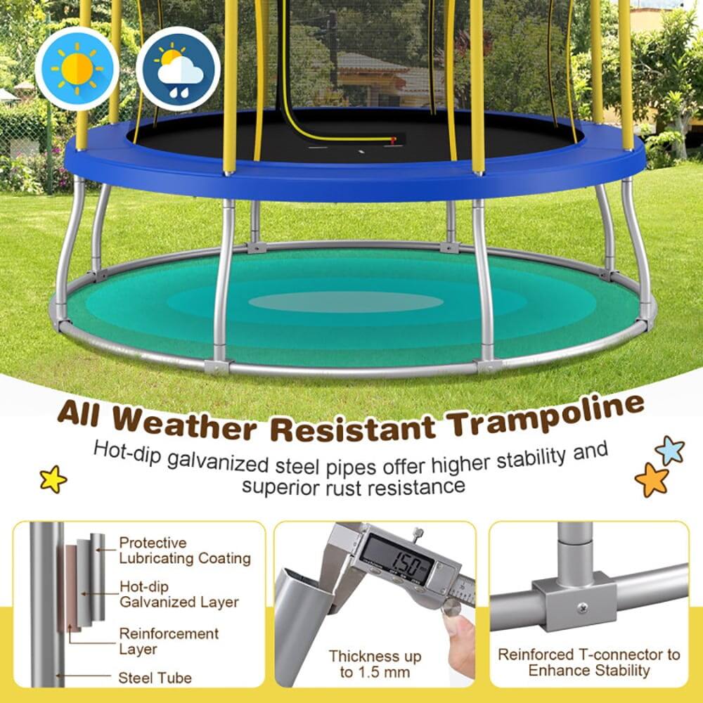 Pefilos 8 Feet Outdoor Unique Flower Shape Trampoline with Enclosure ...