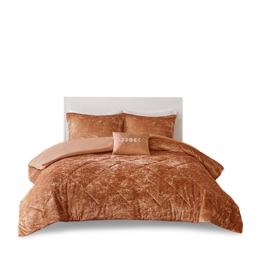 Gracie Mills Andrea Duvet Cover Set with Throw Pillow Rust 0142-21DI ...