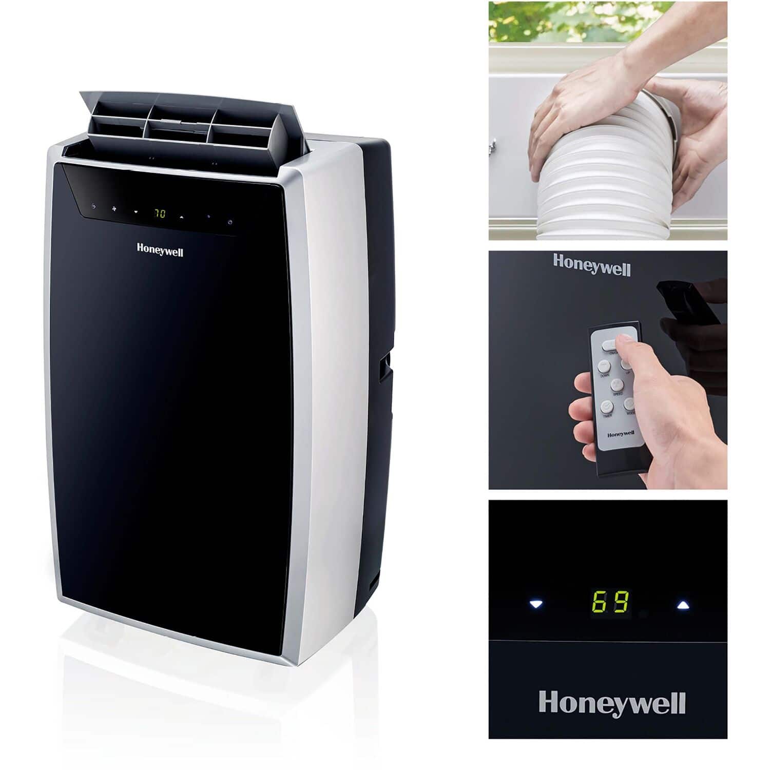 Best Buy Honeywell 700 Sq. Ft. Portable Air Conditioner with Heat Pump Black MN4HFS9