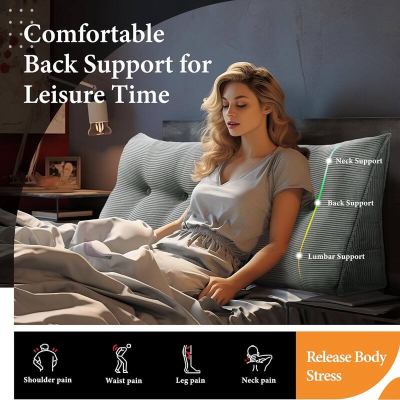 wowmax Wedge Pillow Headboard for King XXL Back Support Pillow with ...