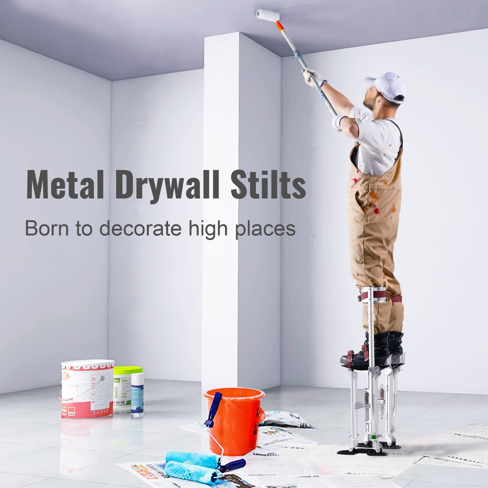 VEVOR Drywall Stilts, 18'' 30'' Adjustable Aluminum Tool Stilts with ...