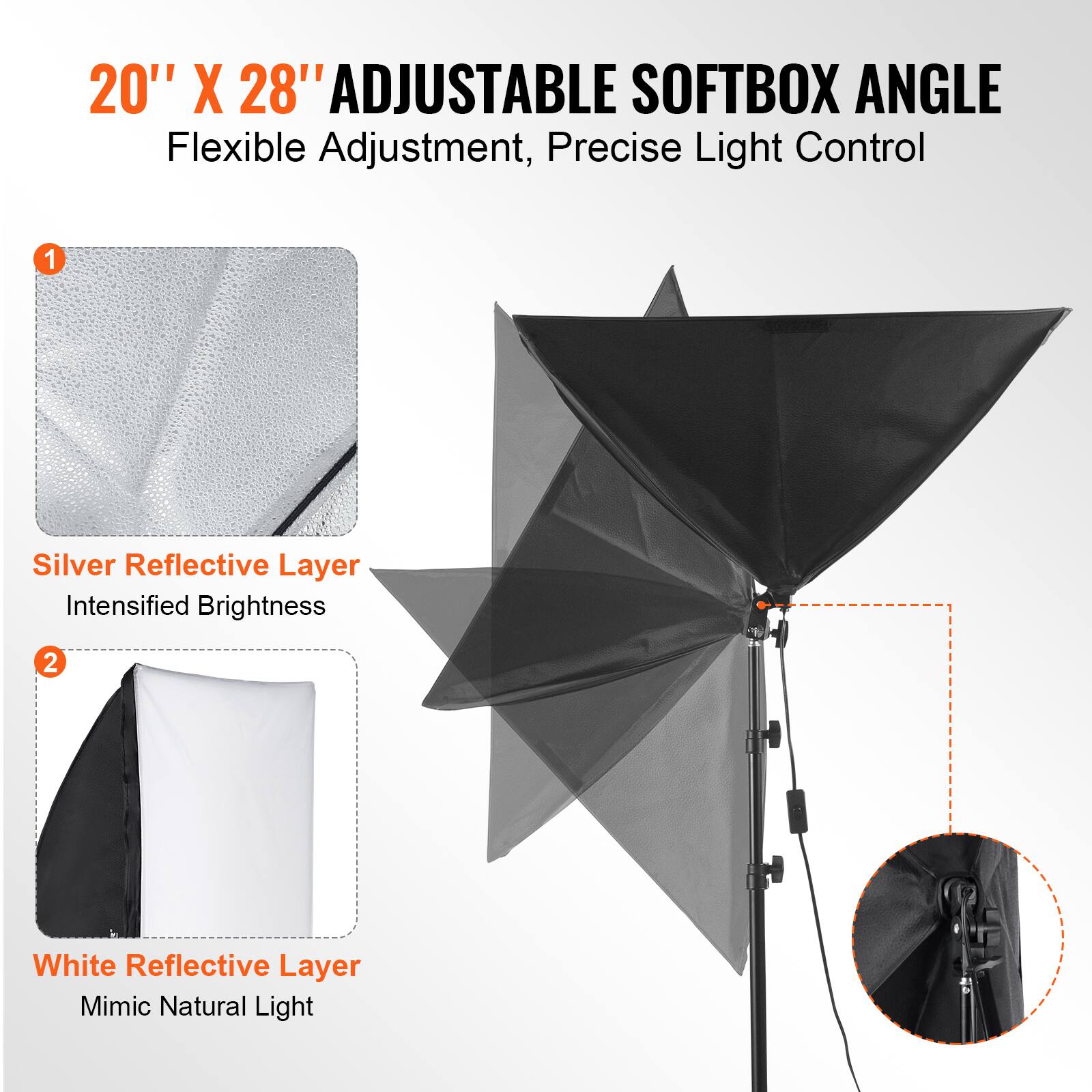 VEVOR Softbox Lighting Kit, 20" x 28", Professional Softbox with 45W ...